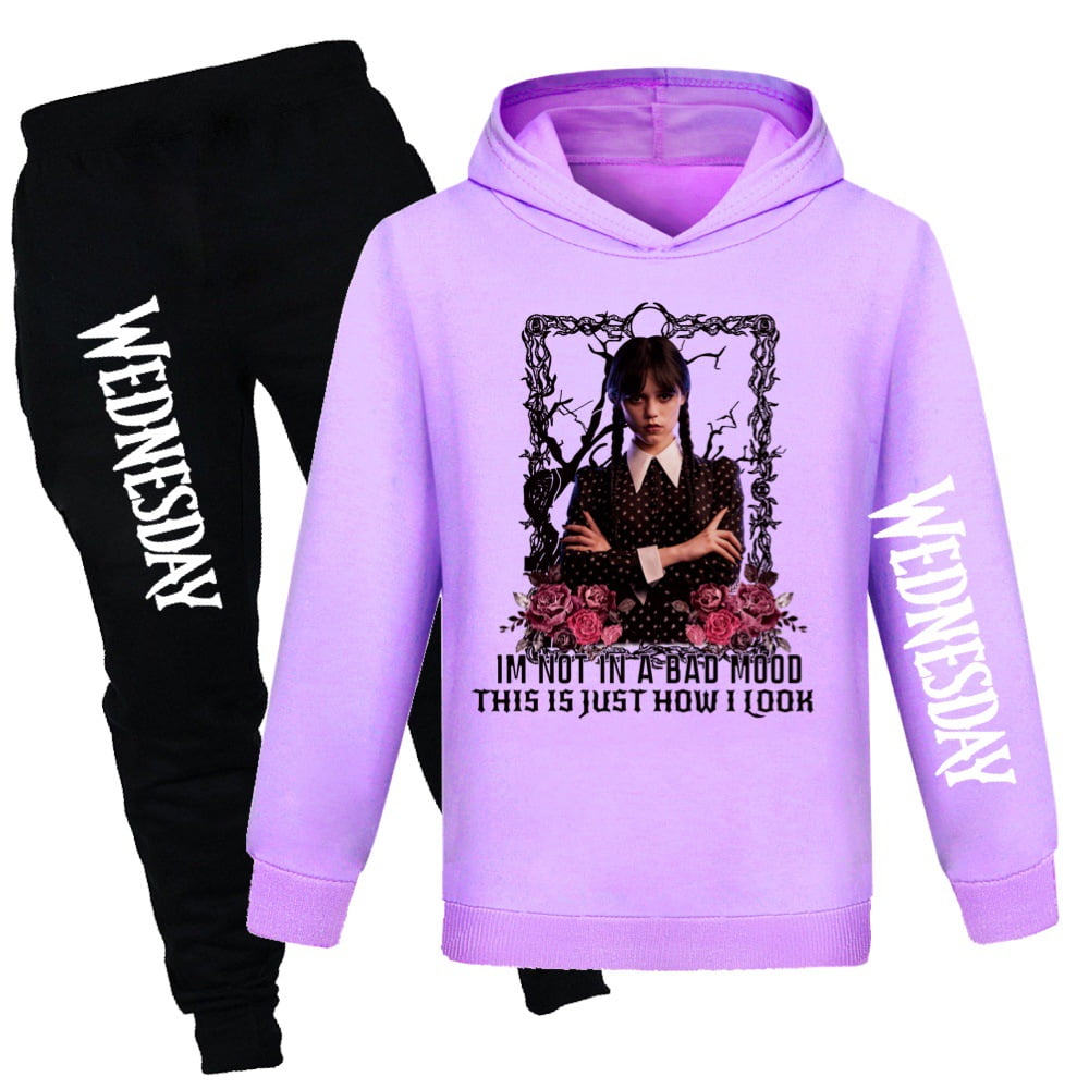 Wednesday Addams Toddler Girls Outfit Sets Hoodie Sweatshirt Sweatpants ...