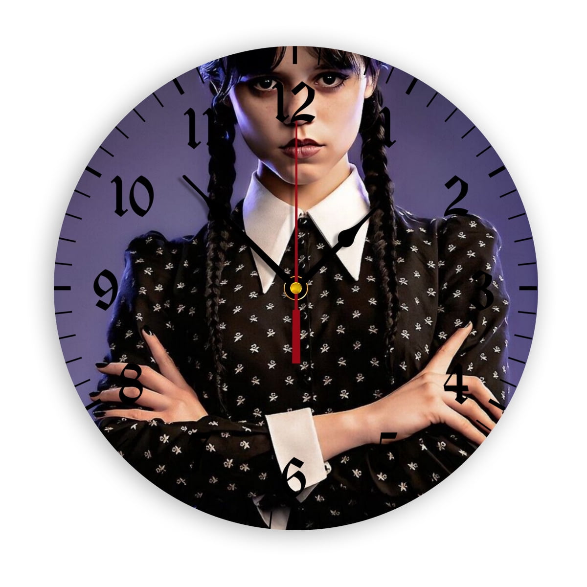 Wednesday Addams Wall Clock with Clear Glass Dial Silent and Non ...