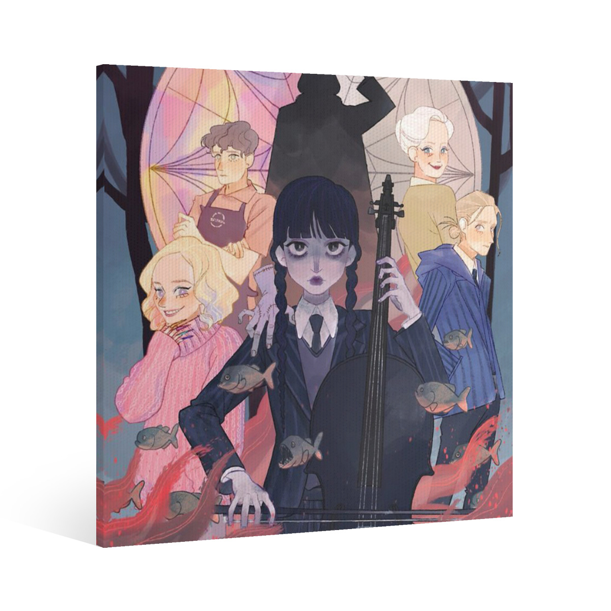 Wednesday Canvas Wall Art Cartoon Wall Decor | HD Printed & Wooden ...