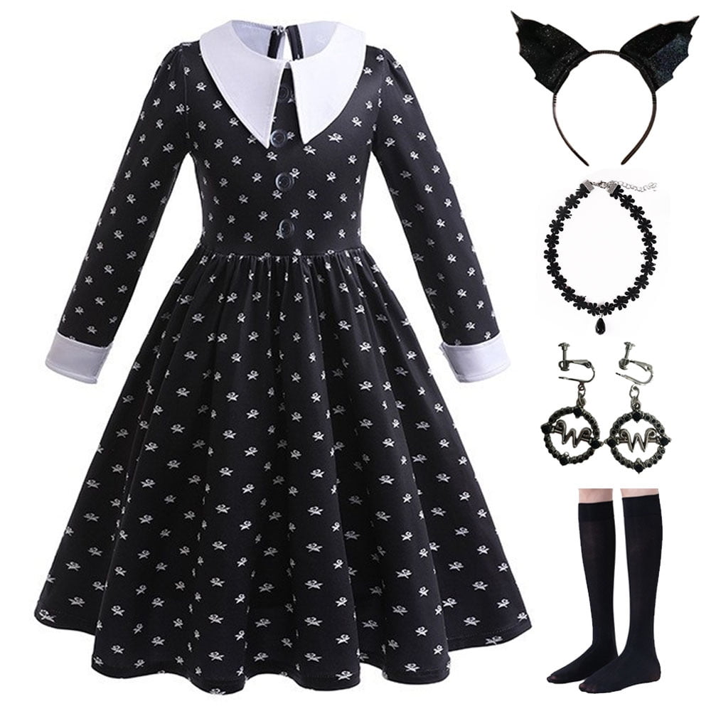 Wednesday Costume Dress For Kids Girls Cosplay Halloween Party Dress ...