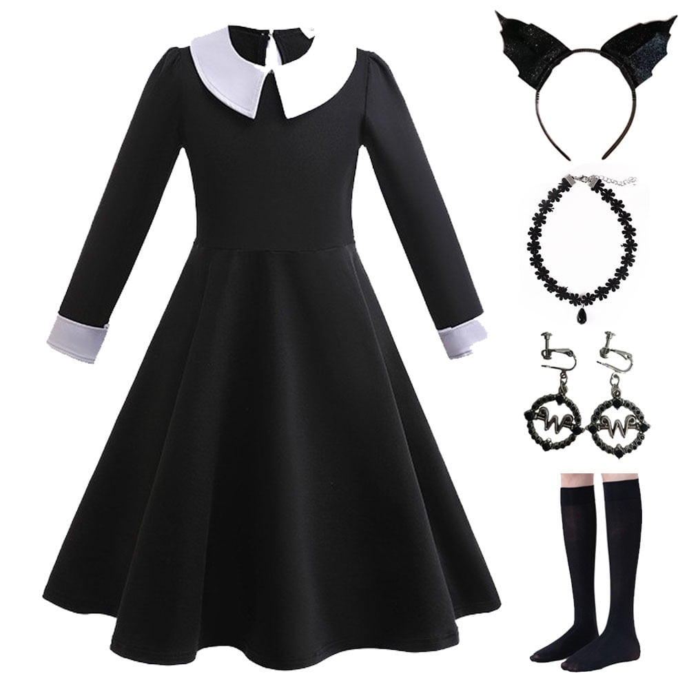 Wednesday Costume Dress For Kids Girls Cosplay Halloween Party Dress ...