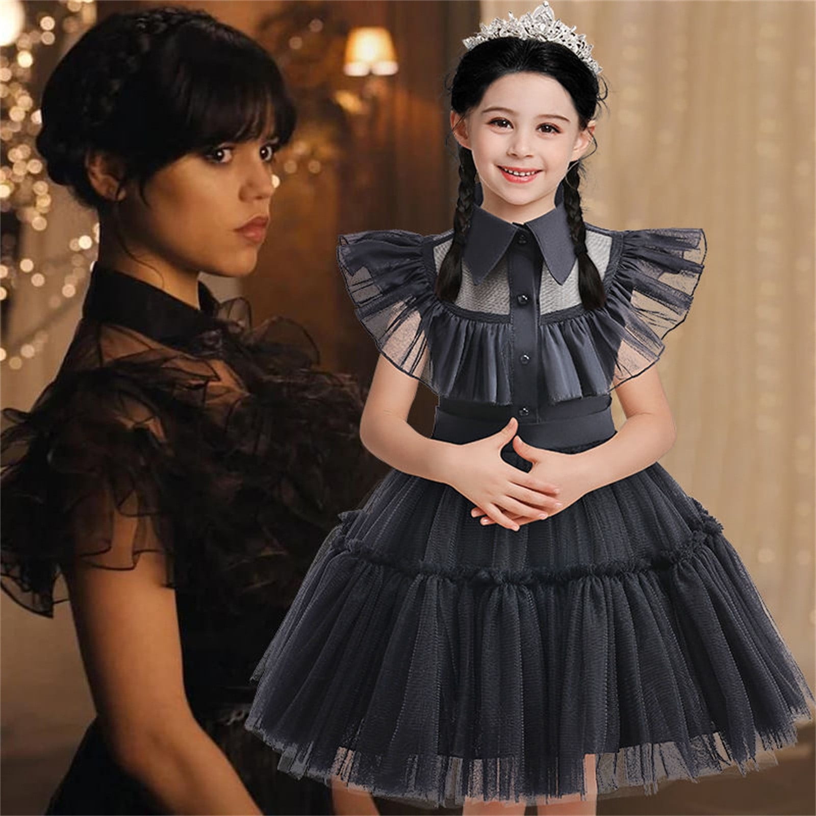 Wednesday Costume for Kids, 4-5Y Girls Addams Family Costumes Outfits ...