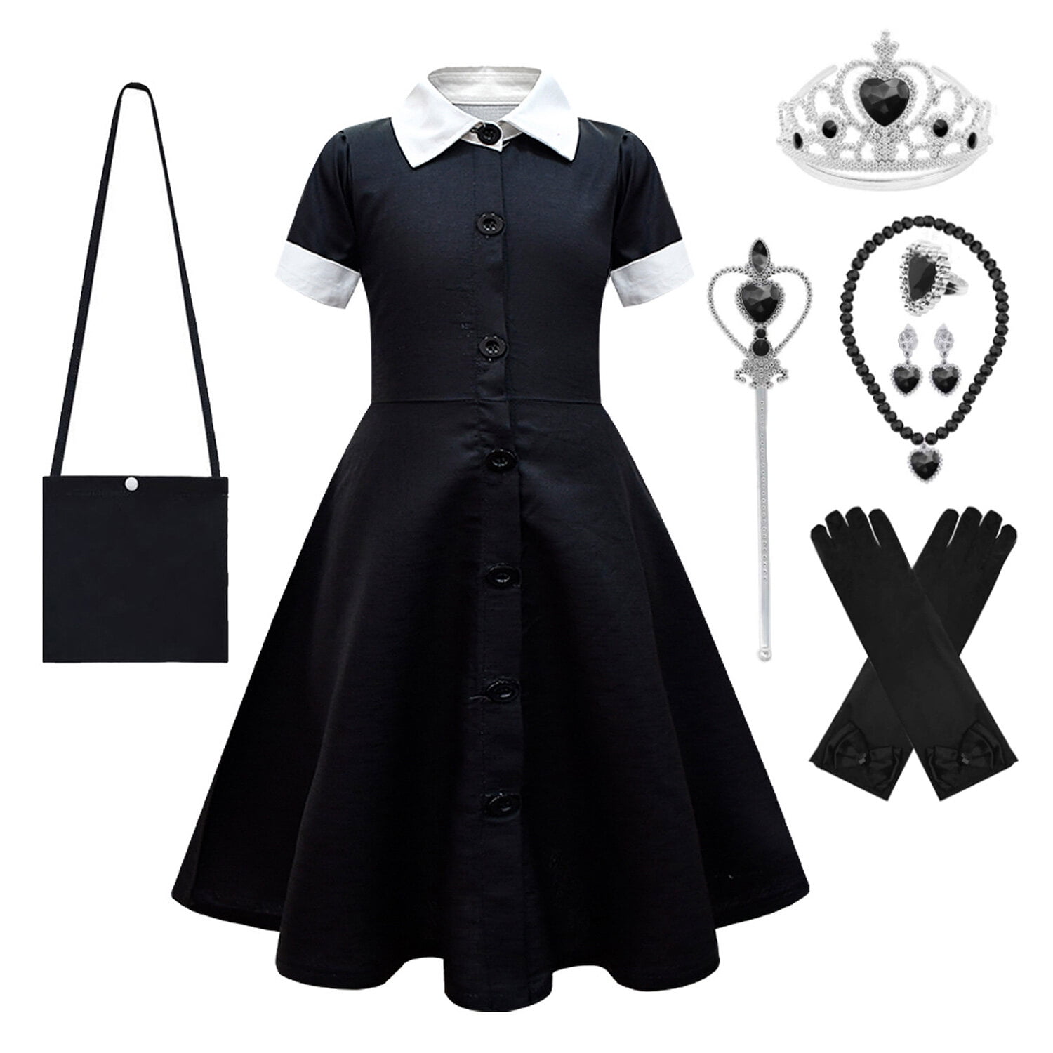 Wednesday Costume for Kids Girls Halloween Cosplay Party Dress 5-13Y ...