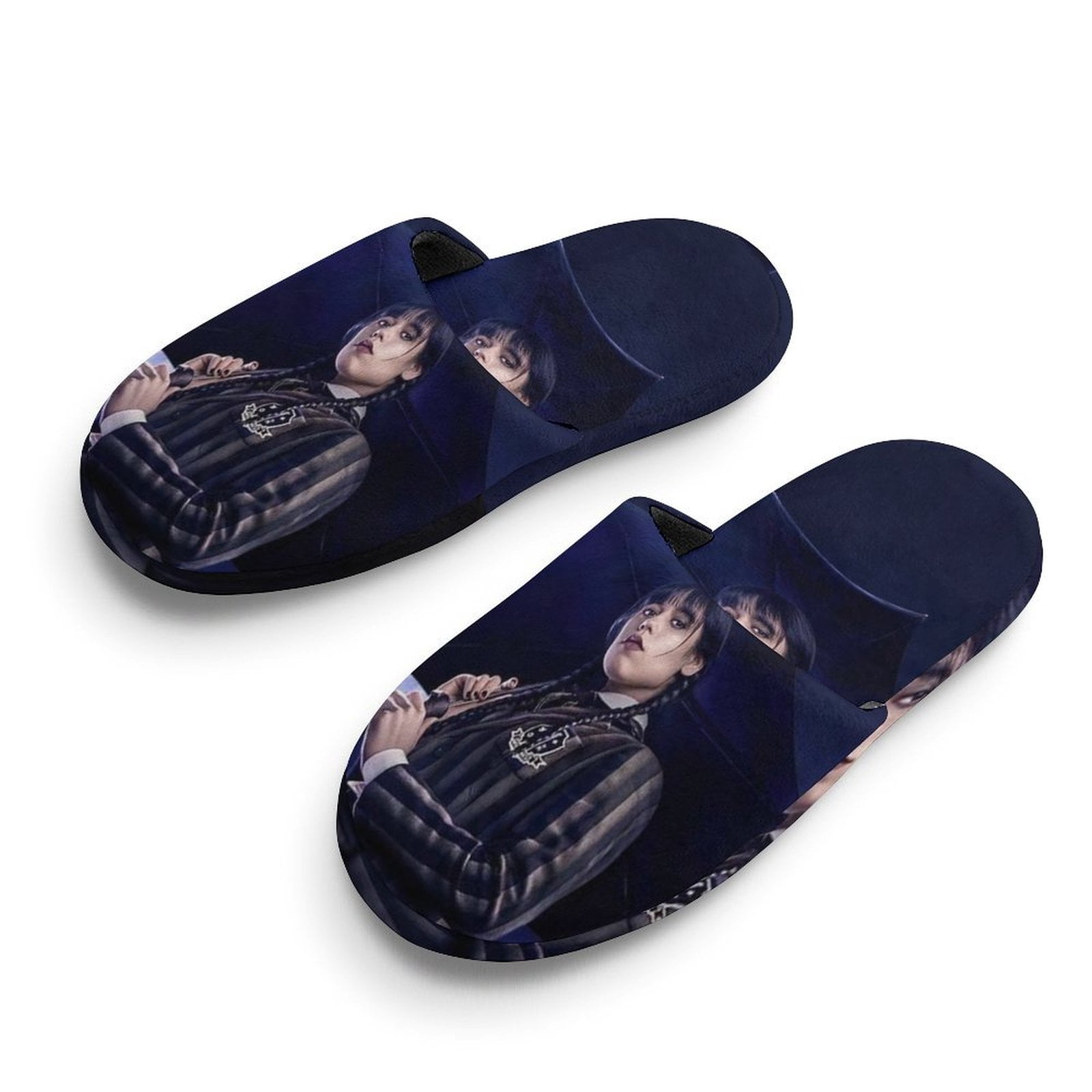 Wednesday Dark Cotton Slippers For Kids Flannel Plush Fluffy Warm House ...