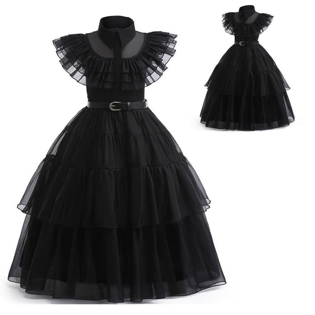 Wednesday Dress for Kids Girls, Addams Family Cosplay Outfit Costumes ...