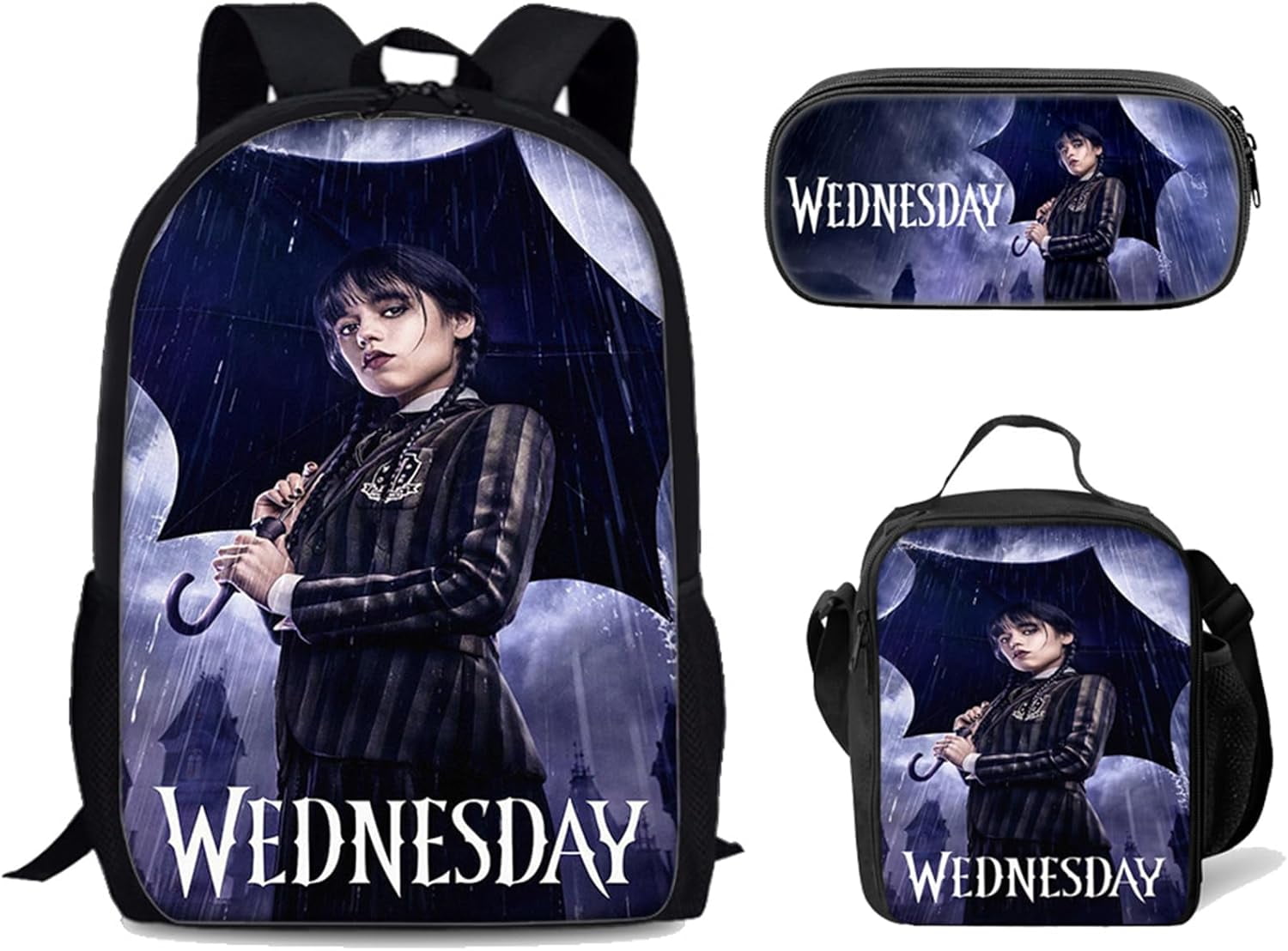Wednesday Fans Backpack Travel Backpacks With Lunch Bag Pencil Bag Set ...
