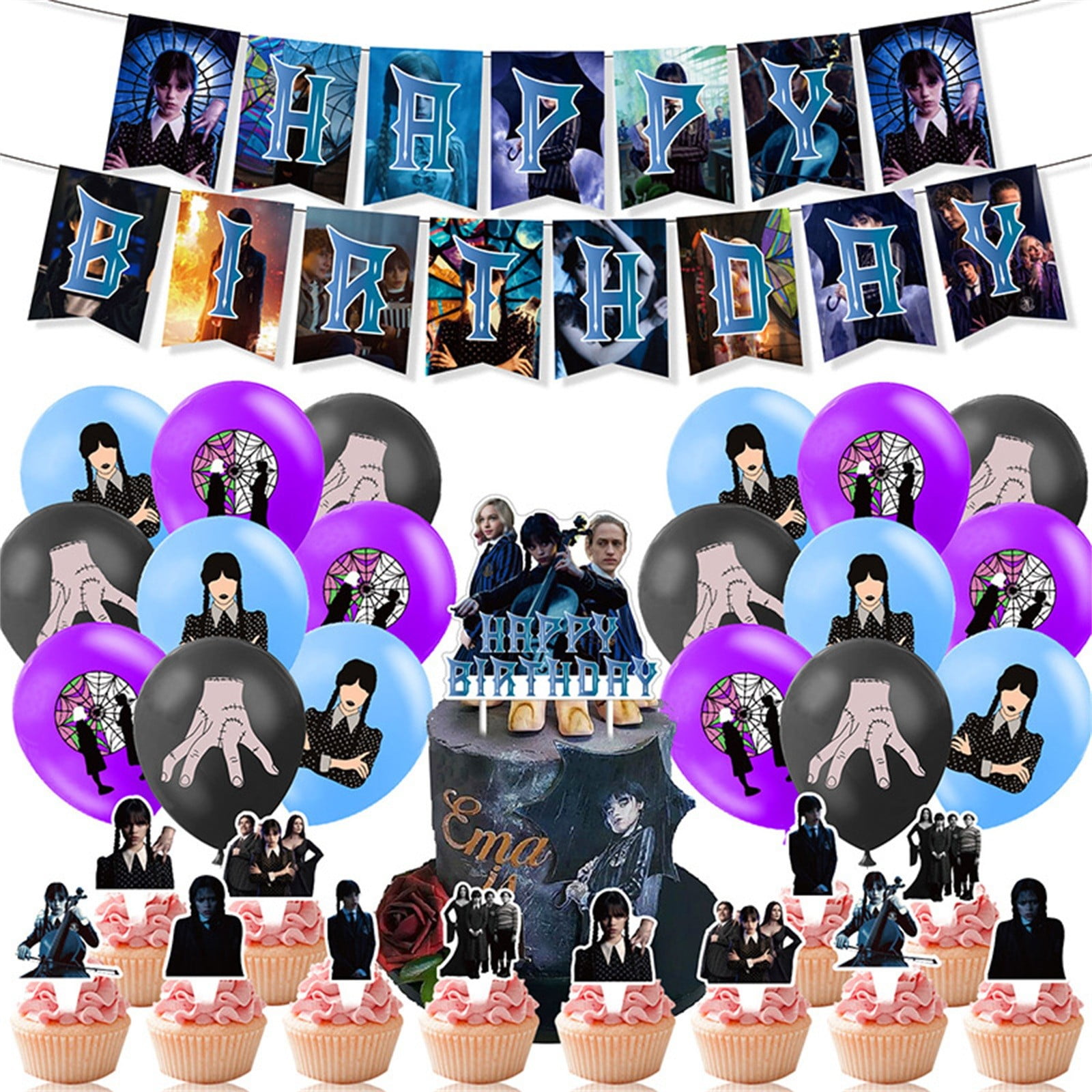 Wednesday Flags Birthday Party Decoration, Addams Family Birthday Party ...