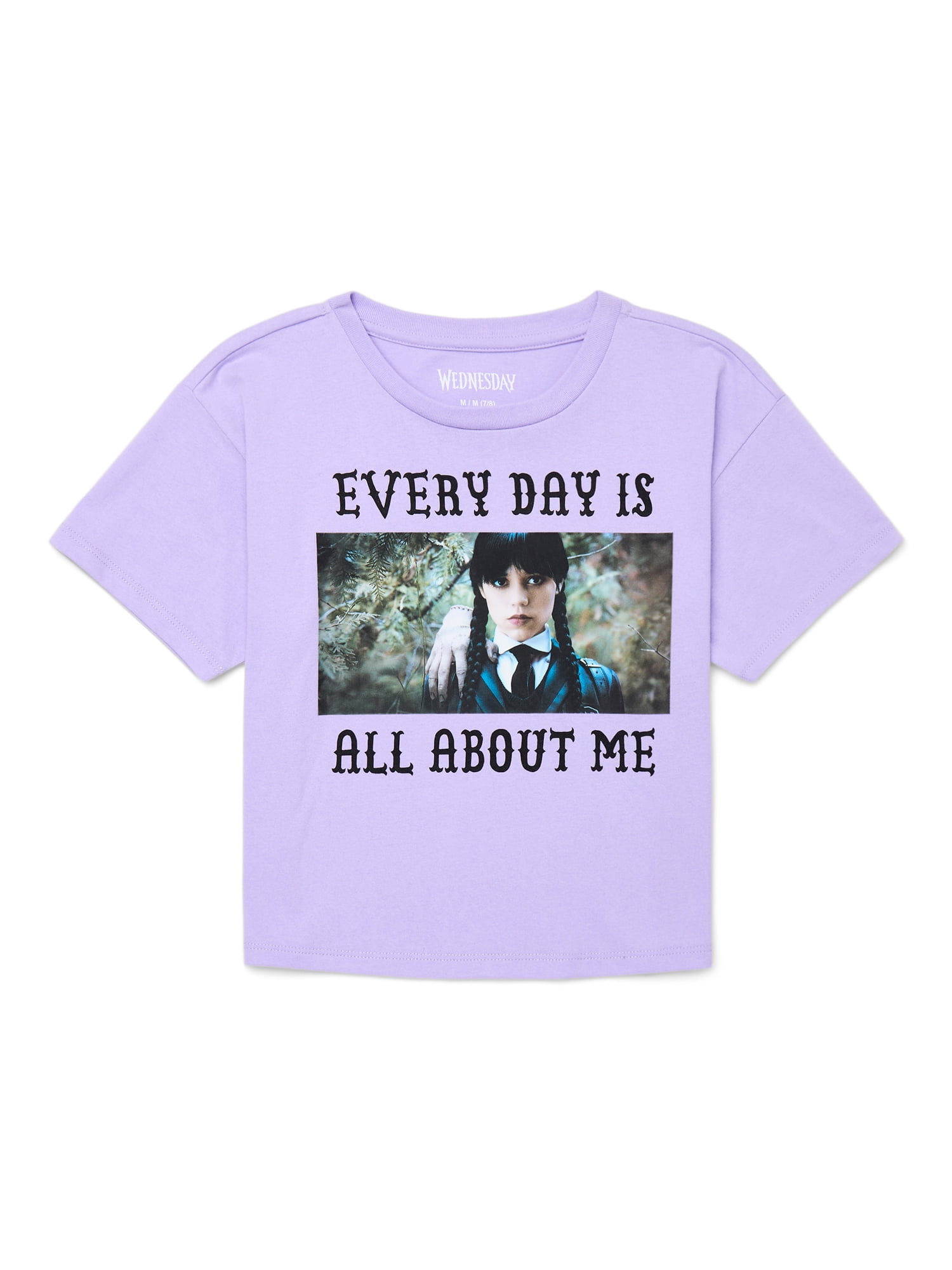 Wednesday Addams Girls Halloween Short Sleeve Graphic T-Shirt, Sizes 4 ...