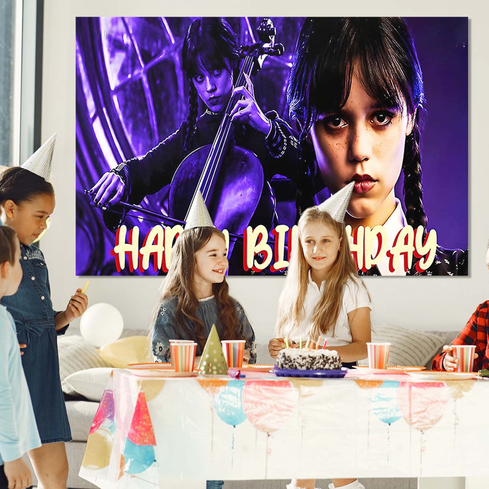 Wednesday Happy Birthday Backdrop 4.1x2.6 ft, Wednesday Birthday ...