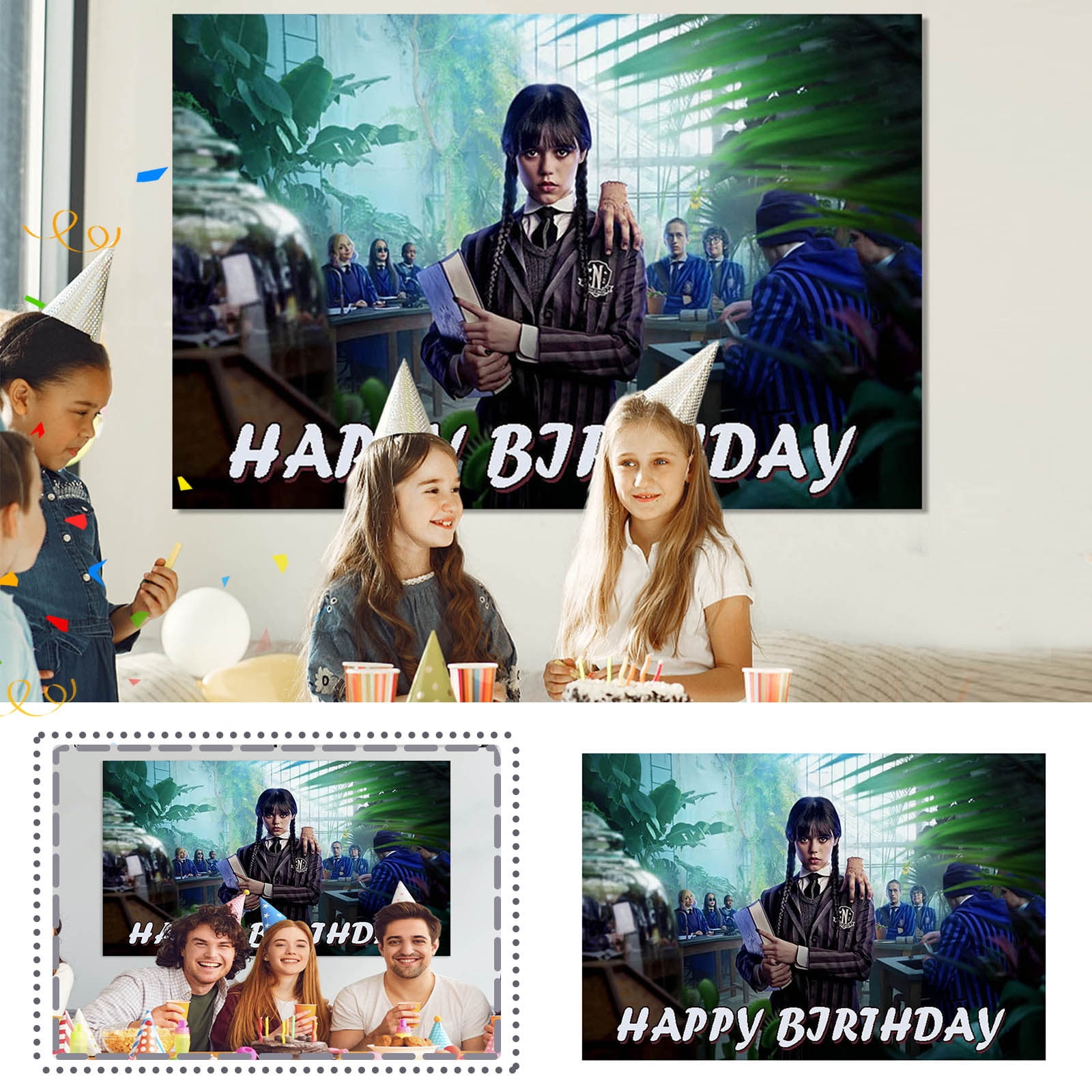 Wednesday Happy Birthday Backdrop 4x5 ft, Wednesday Birthday Backdrop ...