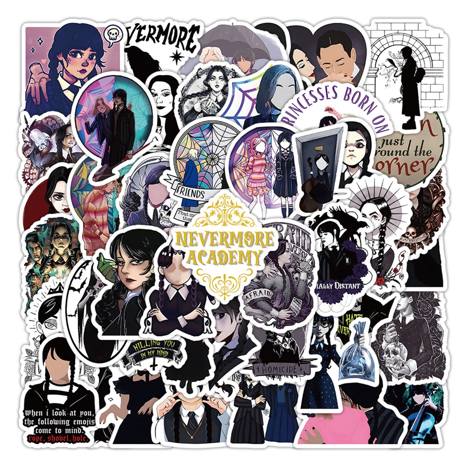 Wednesday New Addams Party Decorations, 53 Pcs Gothic Waterproof ...