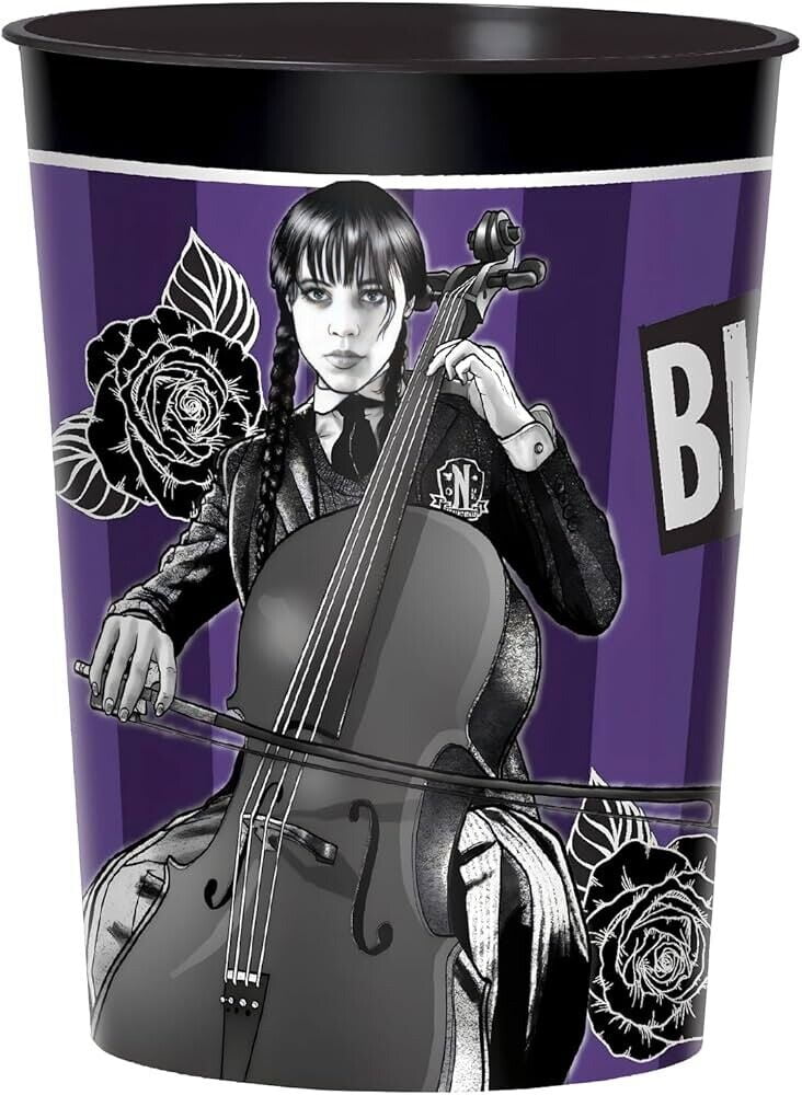 Wednesday Addams Theme Plastic Drinking Cup 16 Oz Amscan- Be The Black ...