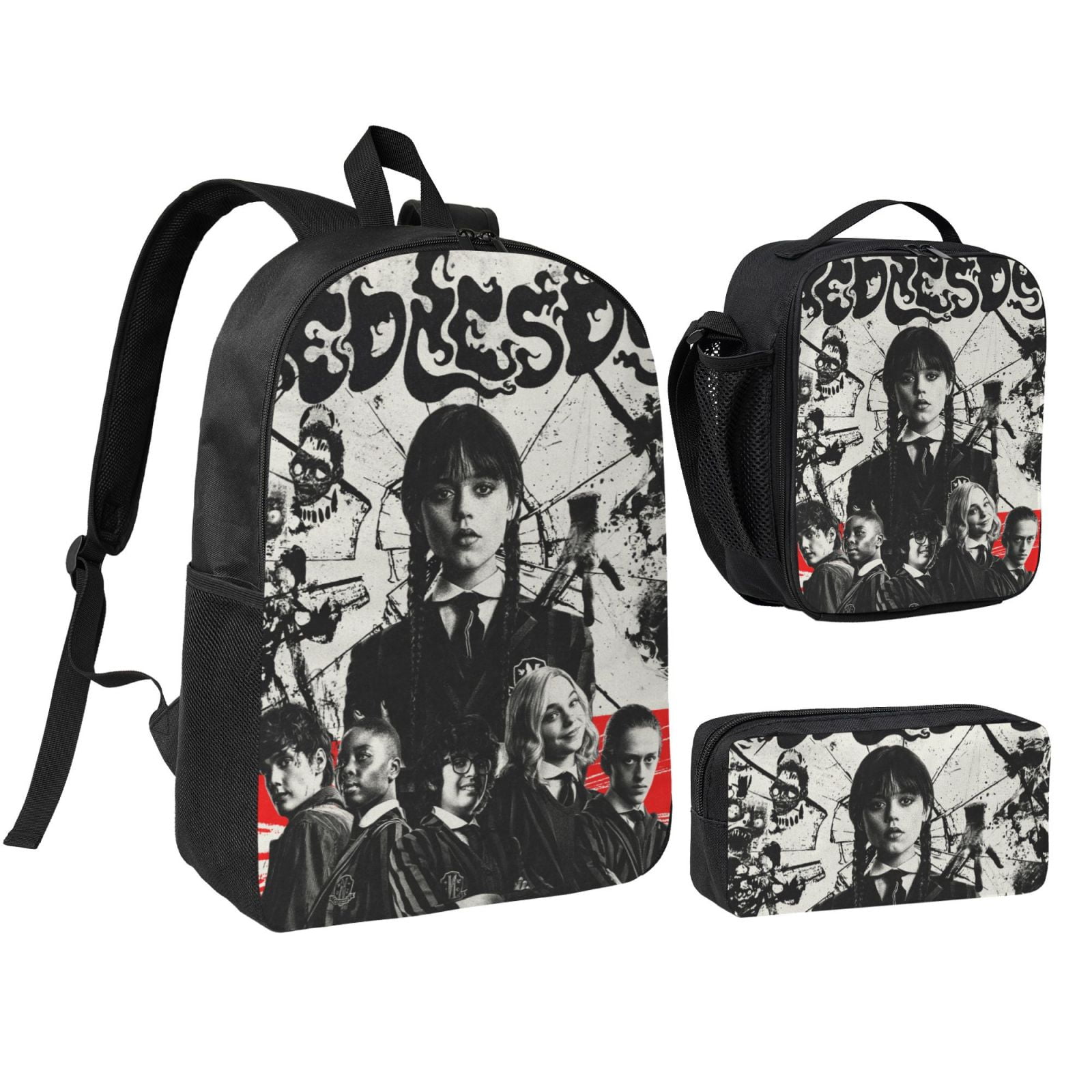 Wednesday Season 2 Unisex Backpack Set, Addams 3 Piece Bookbag with ...