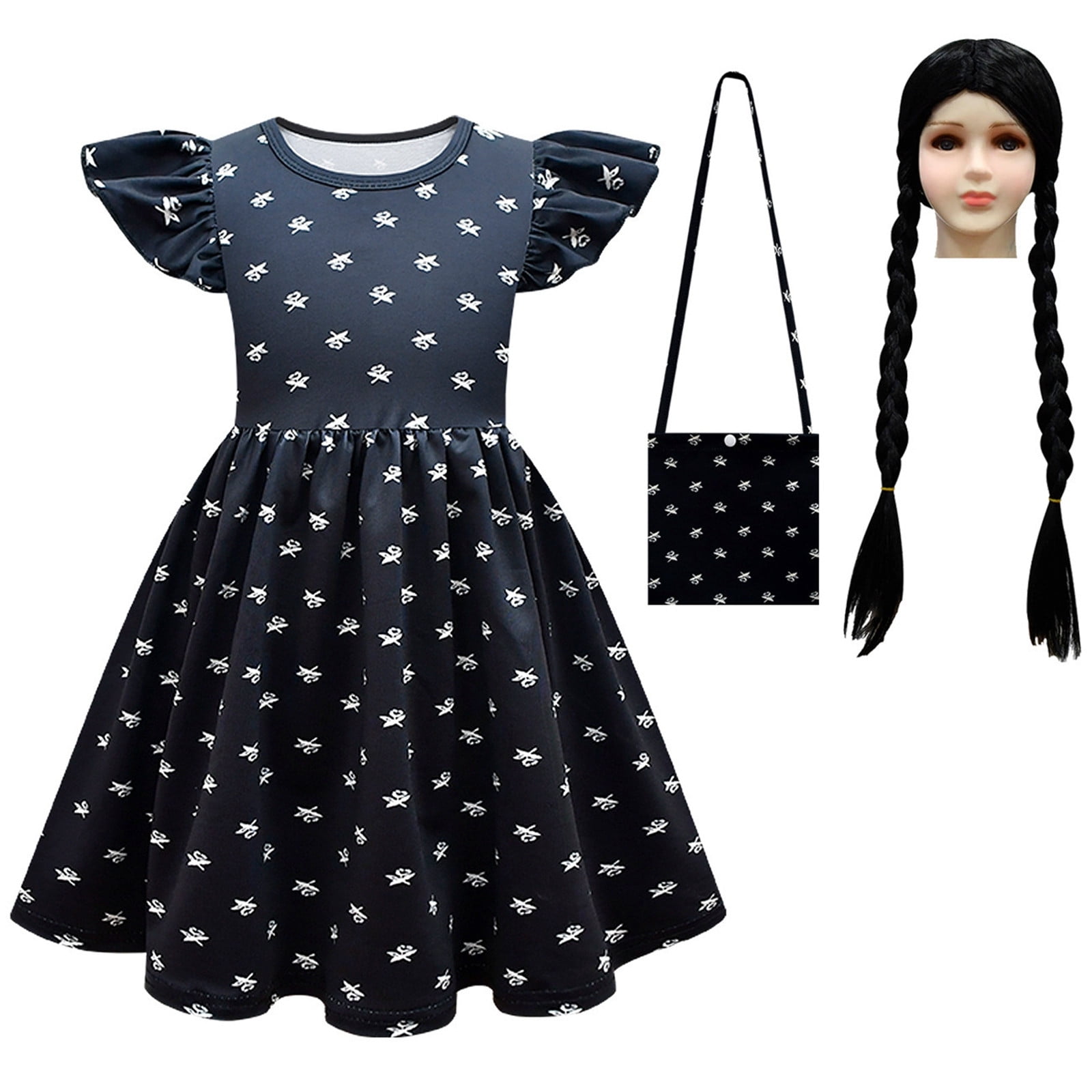 Wednesday Sets for Girls, The Addams Family Halloween Dress Up Set ...