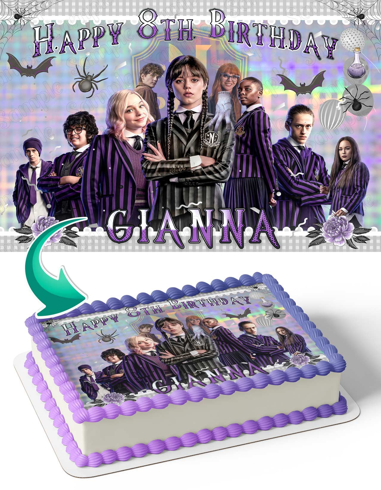 Wednesday Wandinha Adams Team Boy Girls Edible Cake Image Topper ...