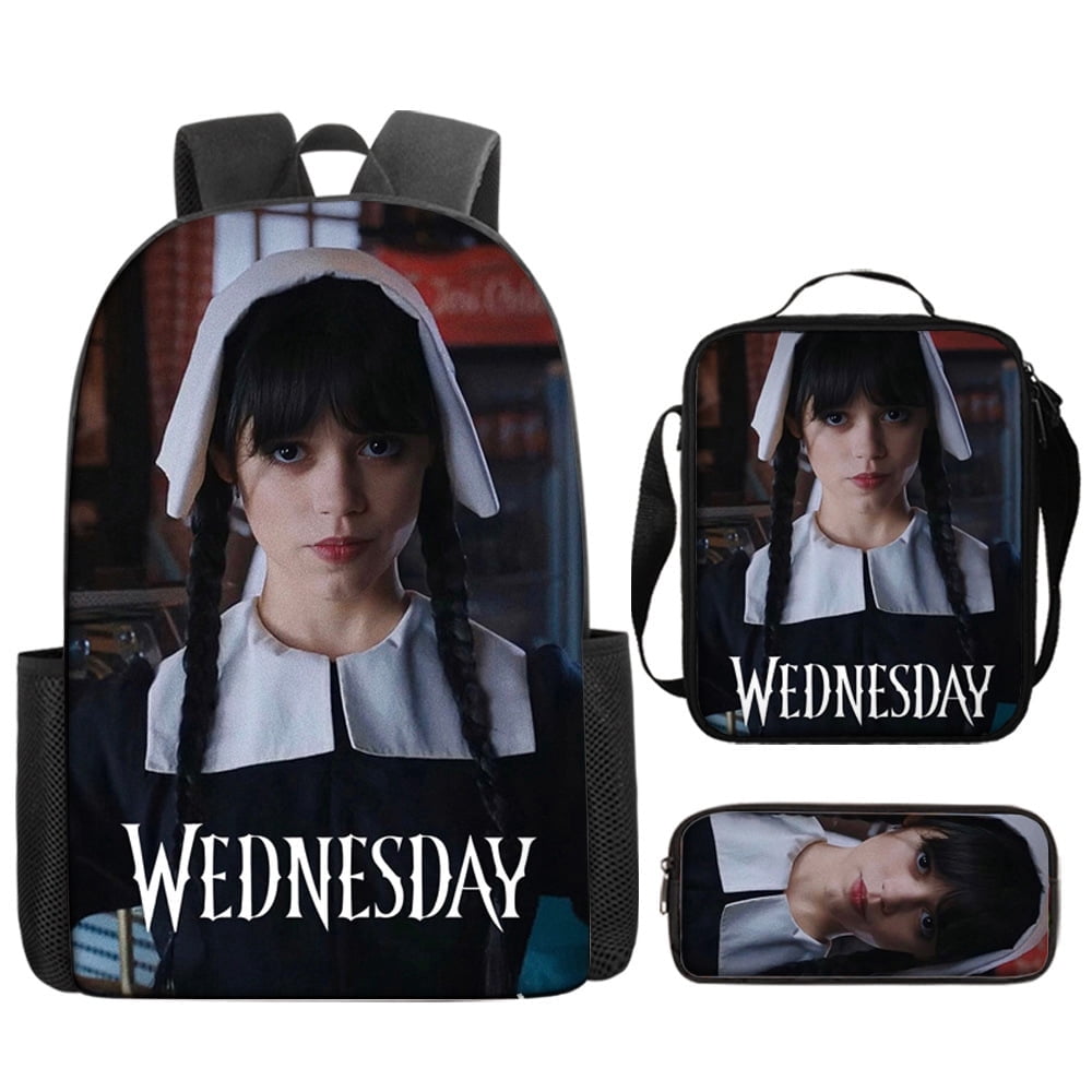 Wednesday printed backpack Three-piece portable backpack for primary ...