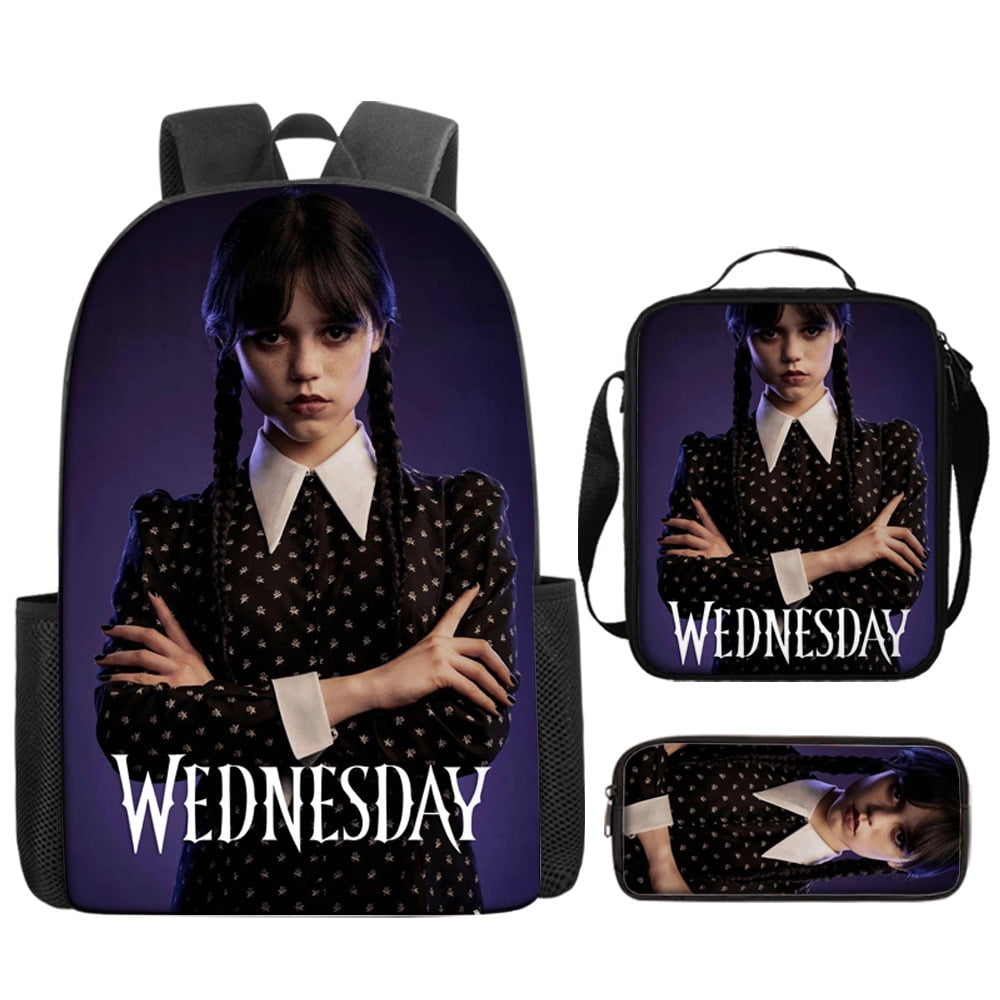 Wednesday printed backpack Three-piece portable backpack for primary ...