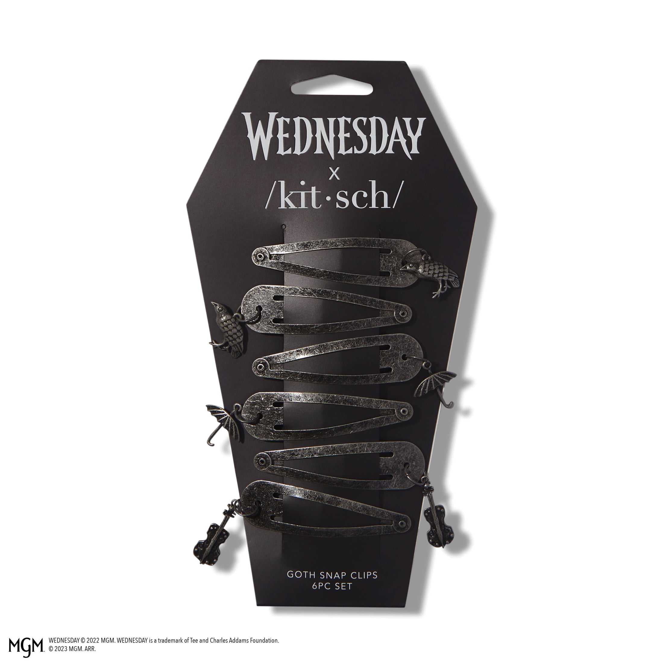 Wednesday x Kitsch Goth Snap Clips 6pc Set - Walmart.com