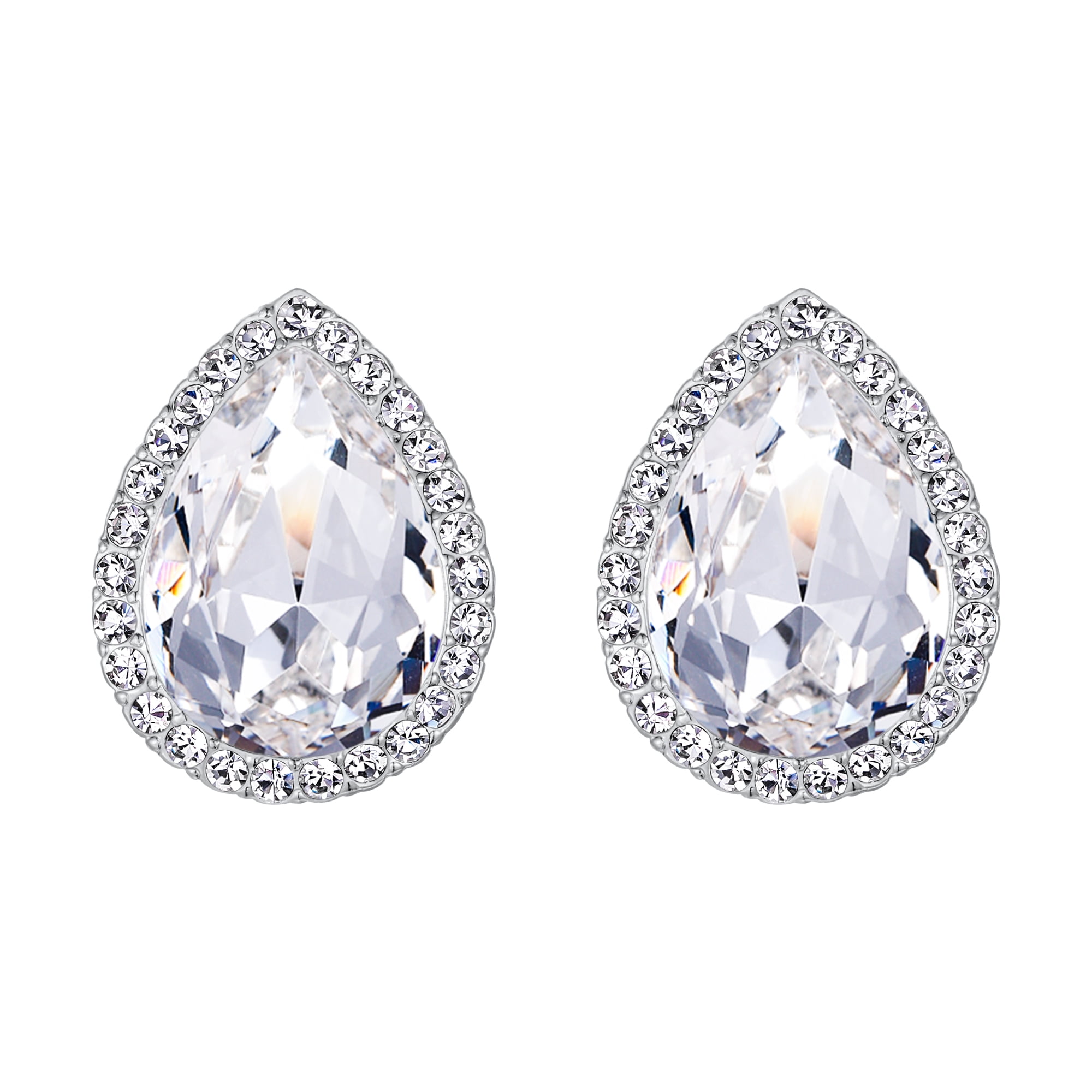 Wedure Wedding Teardrop Austrian Crystal Stud Earrings for Bride ...