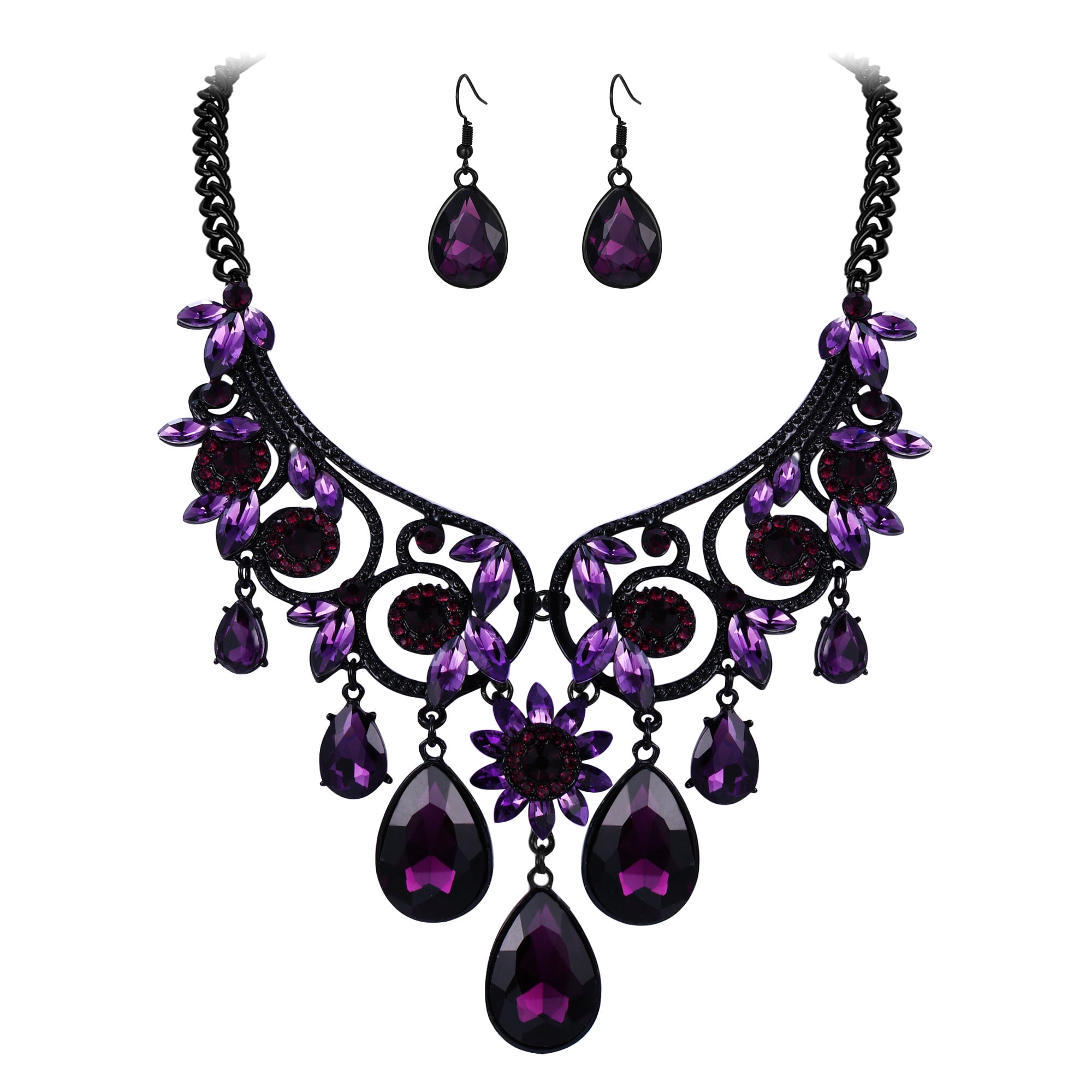 Wedure Women's Costume Jewelry Tribal Ethnic Crystal Chunky Statement ...
