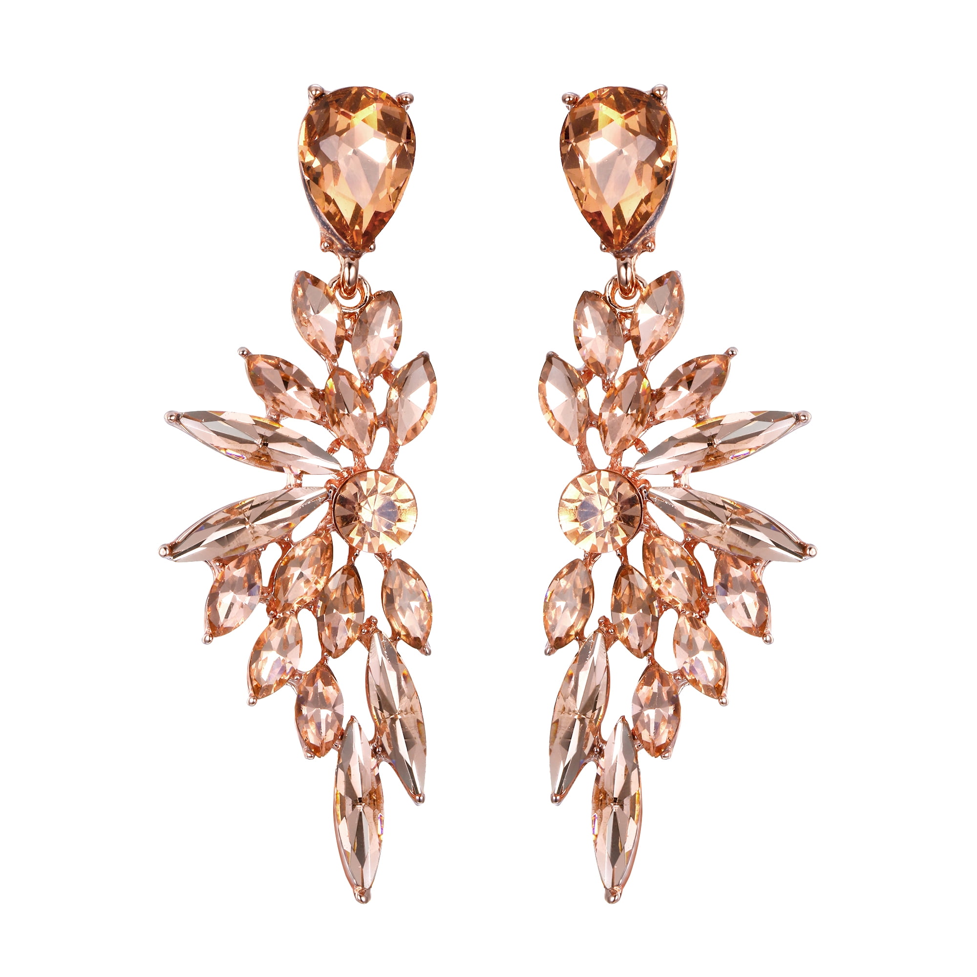 Wedure Women's Wedding Bridal Crystal Teardrop Multi Marquise Cluster ...