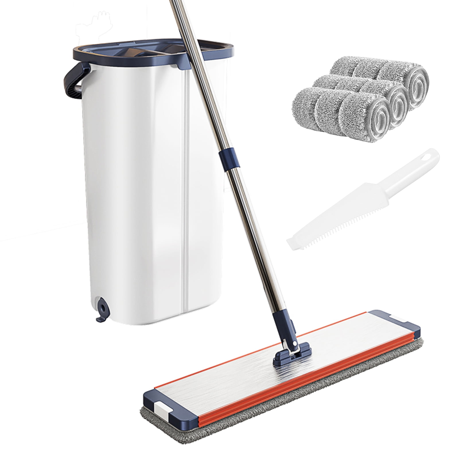 Wedyvko Aluminum sheet Mop and Bucket with Wringer Set, White Flat ...