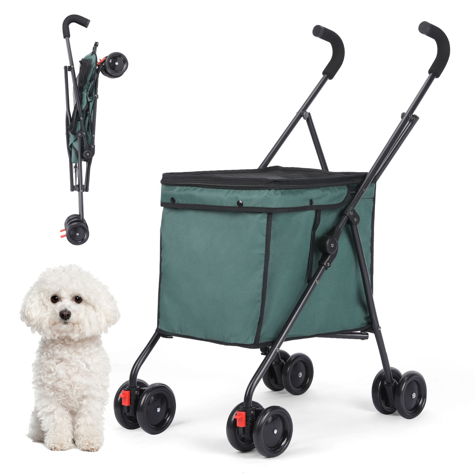 Wedyvko Pet Stroller with 4 Wheels,Series Folding Shopping Cart with ...