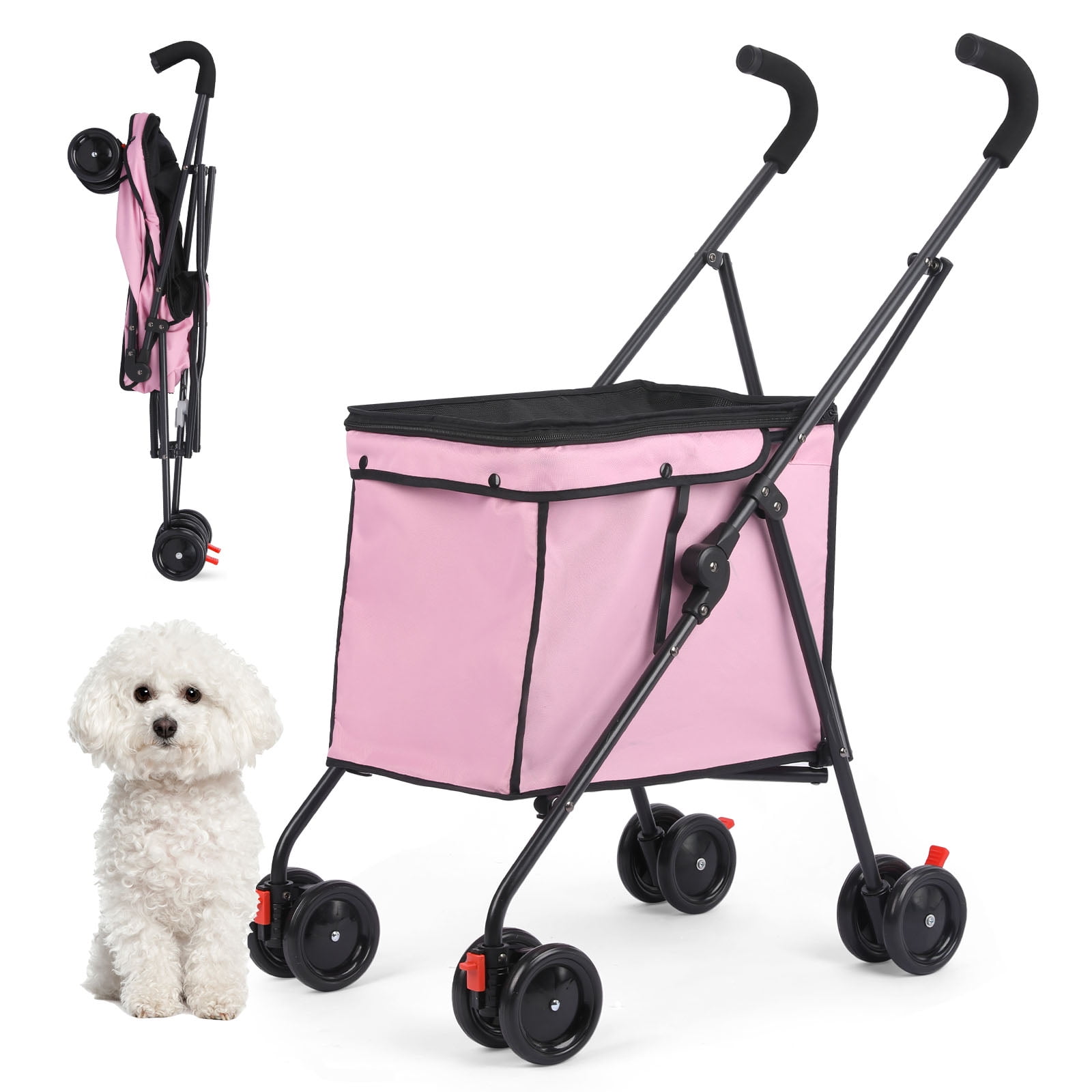 Wedyvko Pet Stroller with 4 Wheels,Series Folding Shopping Cart with ...