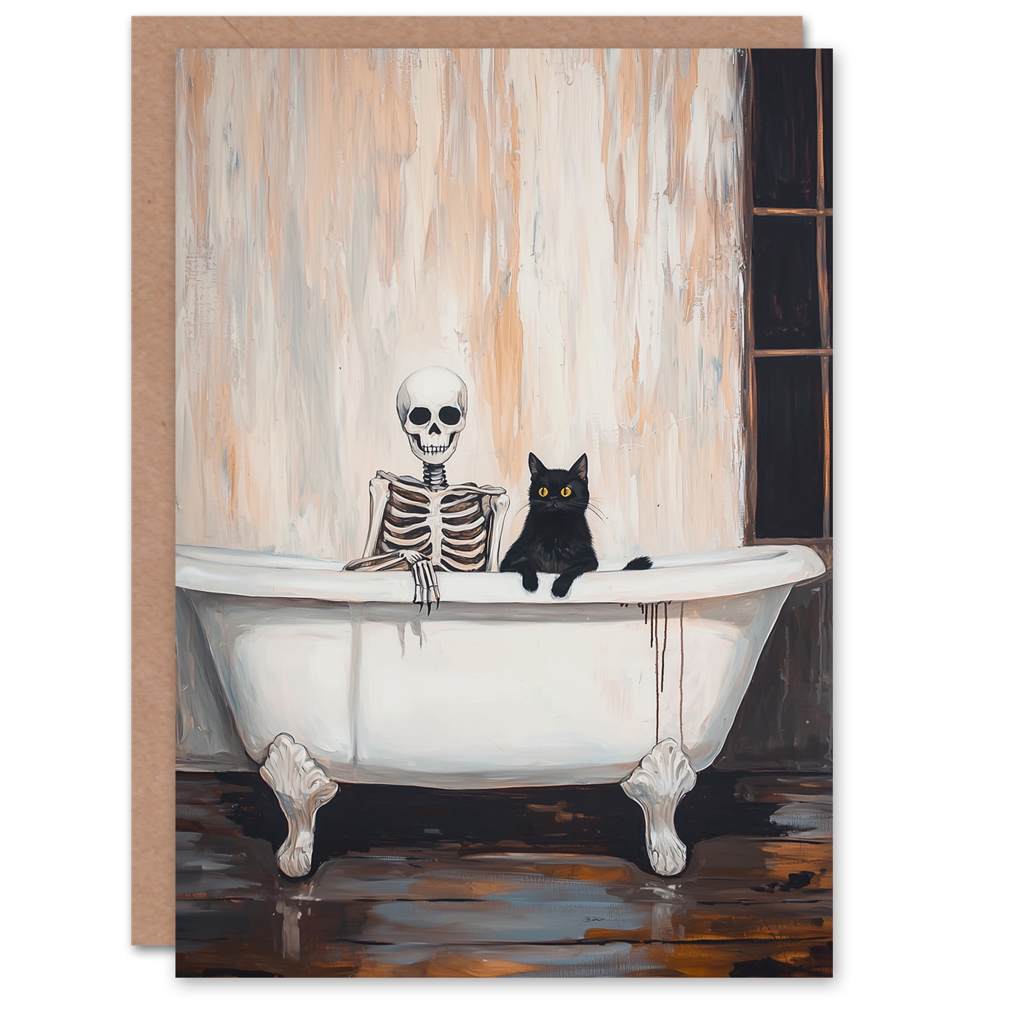Wee Blue Coo Fun Funny Black Cat and Skeleton Trick or Treat Haunted ...