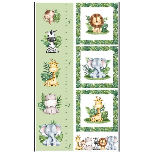 Wee Safari Growth Chart 23x44 Childrens Cotton Fabric by Northcott ...