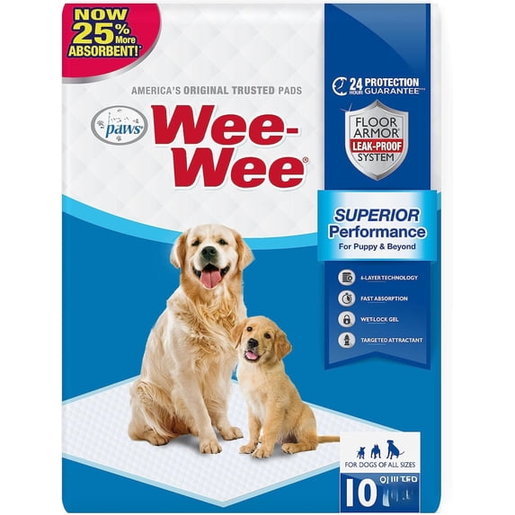 Wee-Wee Performance Unscented Pee Pads for Dogs & Puppies, Quilted Leak ...