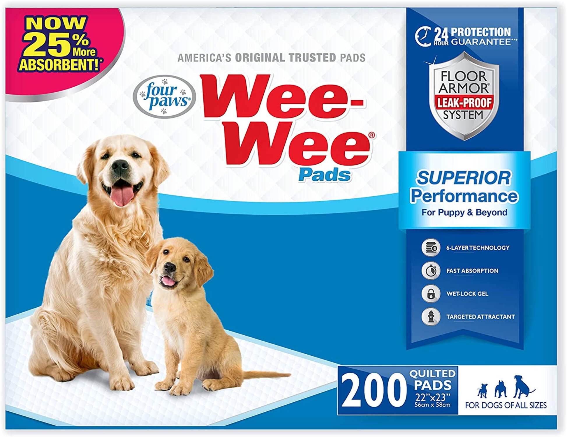 Wee-Wee Superior Performance Unscented Pee Pads for Dogs Puppies ...