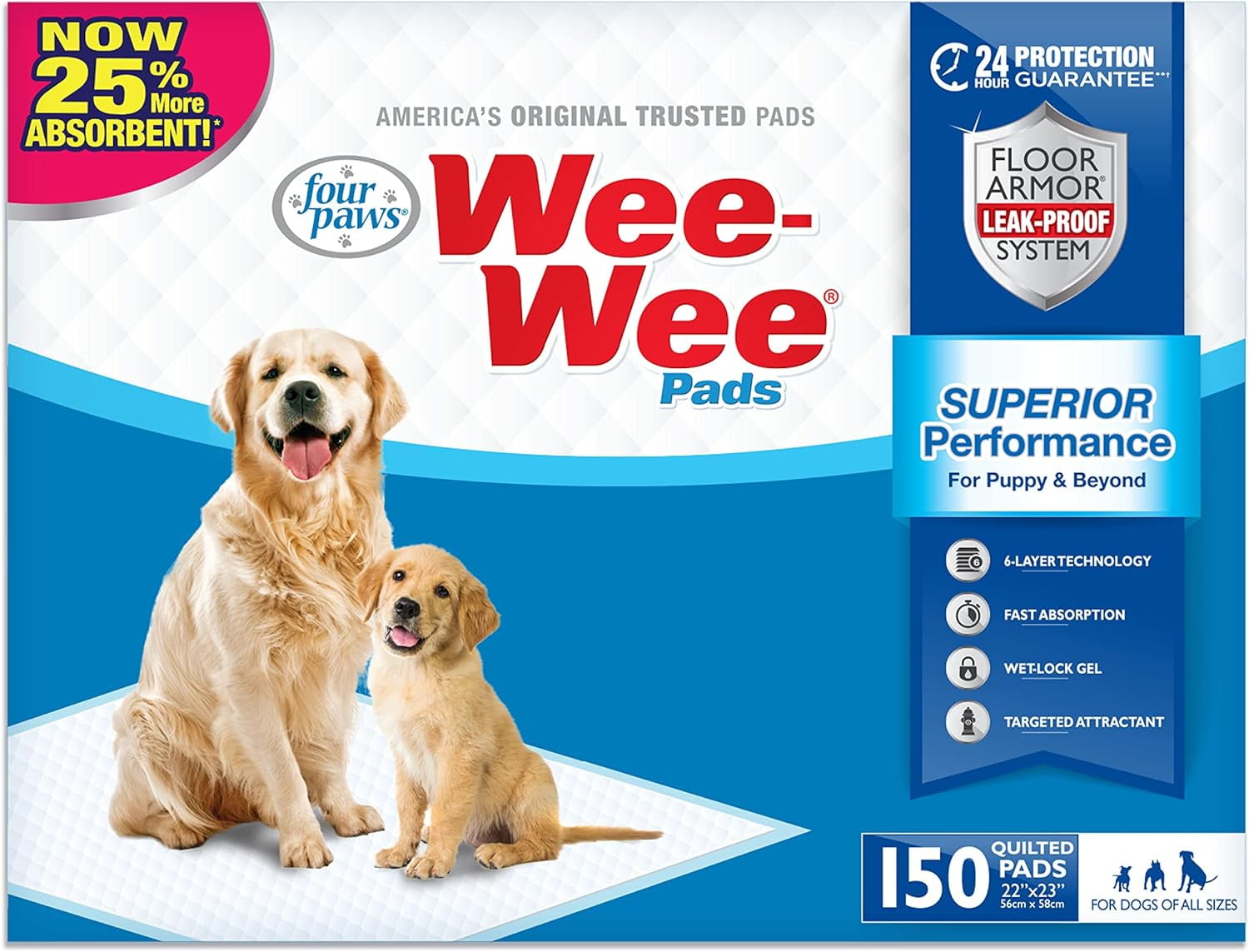 Wee-Wee Superior Performance Unscented Pee Pads for Dogs & Puppies ...