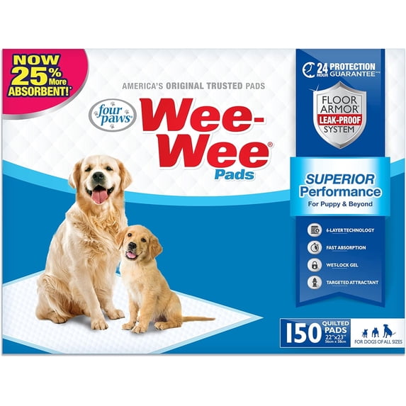 Wee-Wee Superior Performance Unscented Pee Pads for Dogs & Puppies ...
