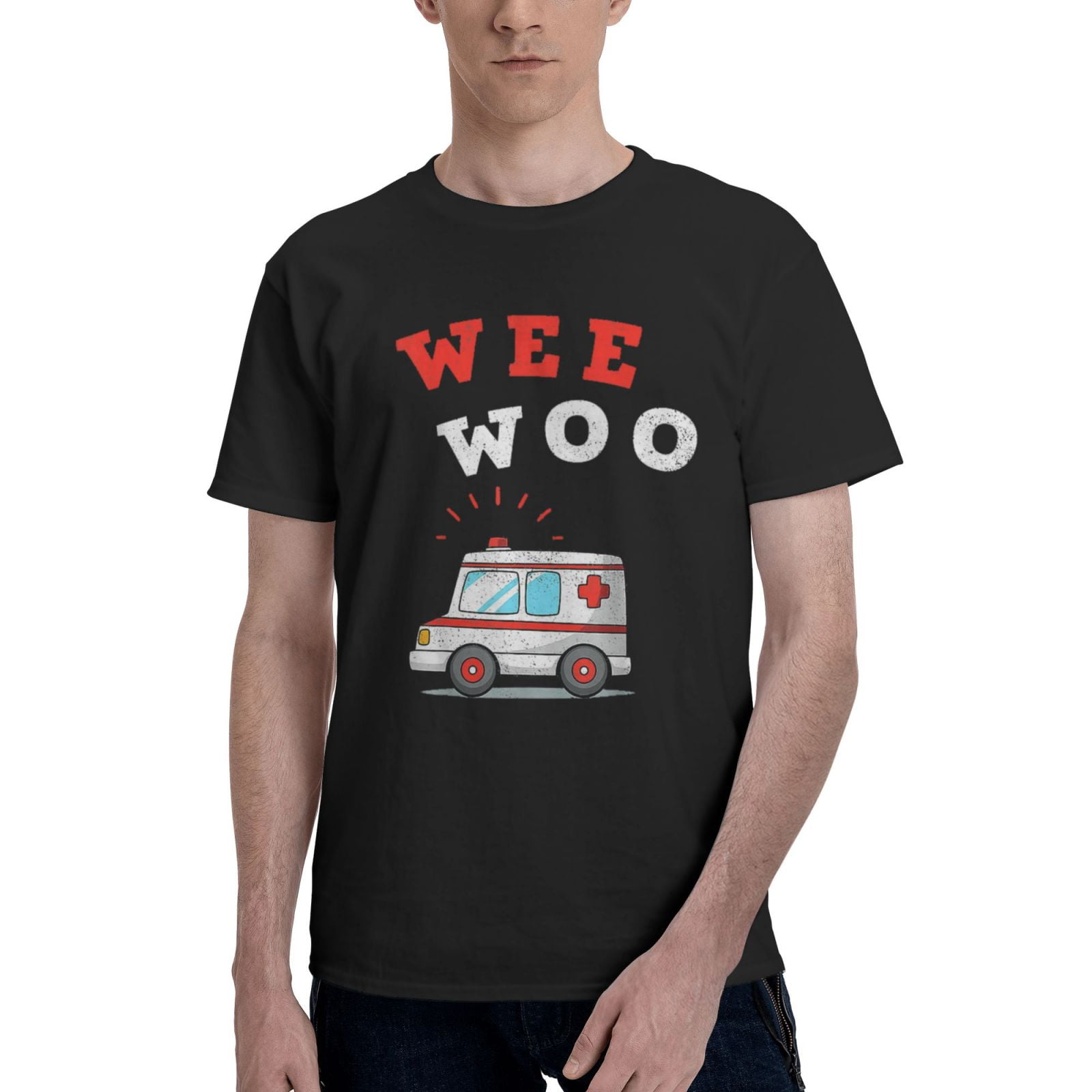 Wee Woo Ambulance Amr Funny EMS EMT Mens TShirts Casual Fit Short ...