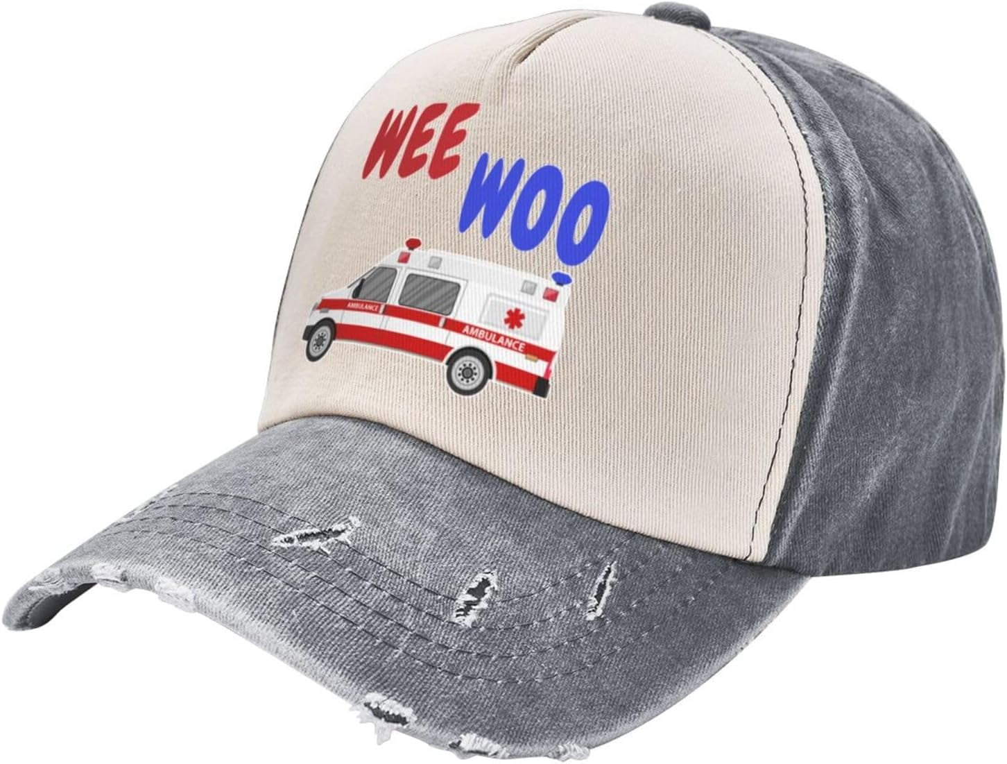 Wee Woo Ambulance Amr Funny EMS EMT Paramedic Trucker Hat Denim ...