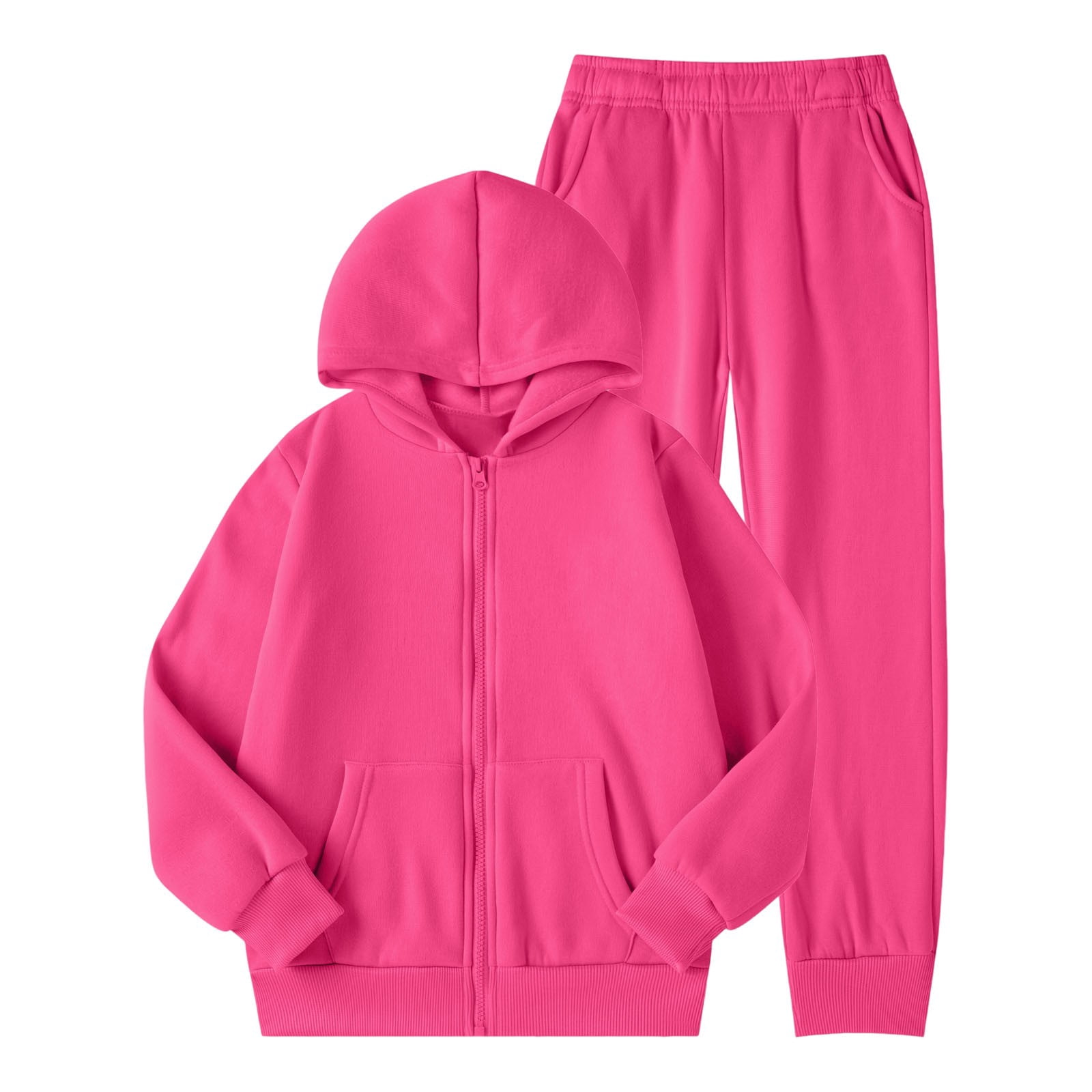 WeeBloom Girls Outfit Winter Fleece Lined Hoodie Pants Set Kids Cozy ...