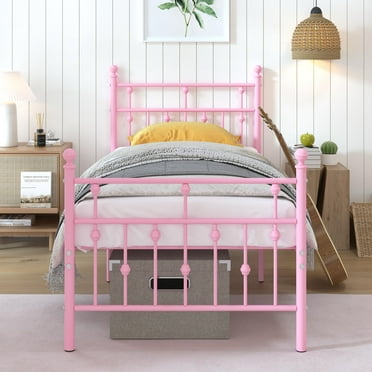 Garmic Twin Bed Frame for Girls Kids Metal Platform Bed Frame with ...