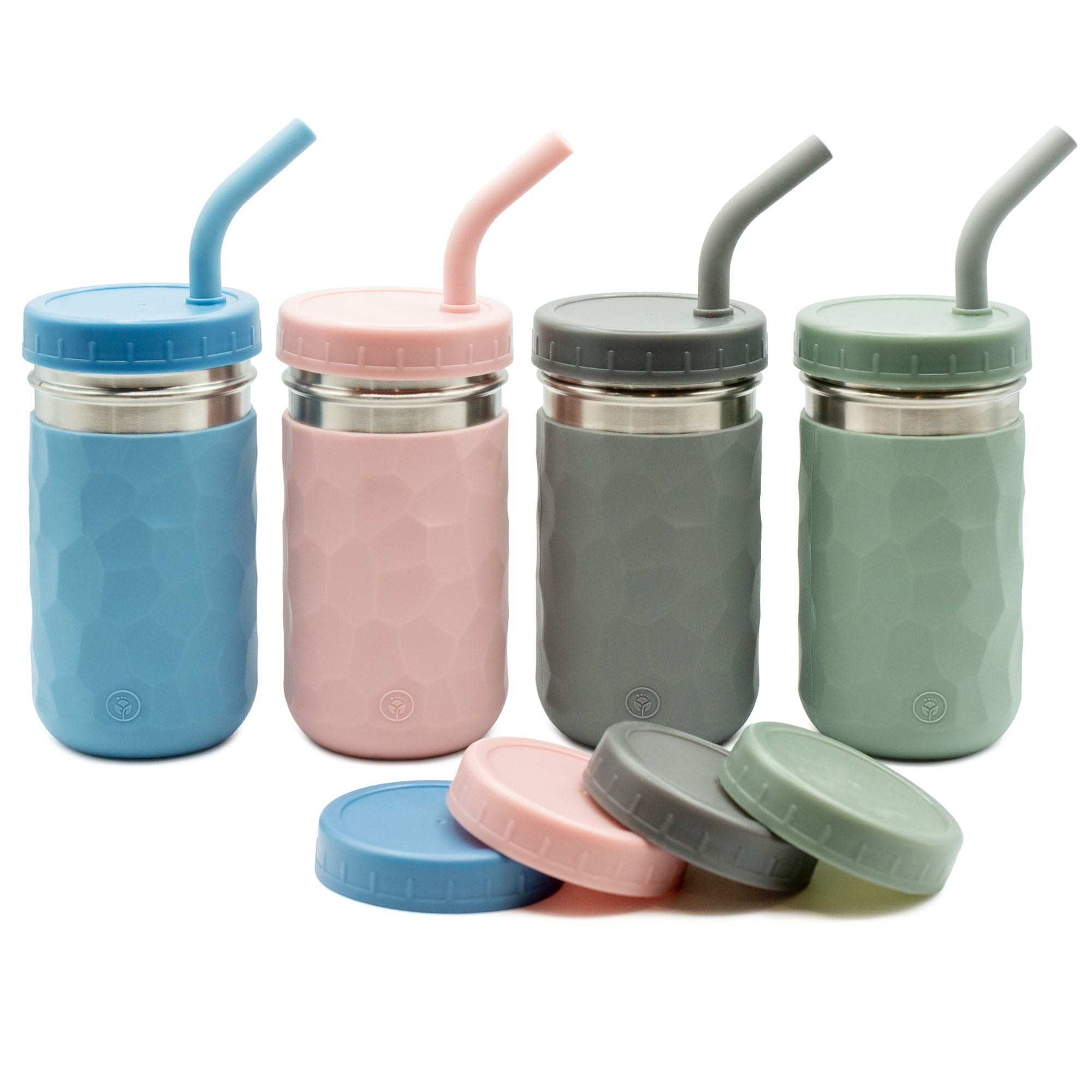 WeeSprout 2-in-1 Kids Drinking Cups, 12 oz, Stainless Steel Set of 4 ...