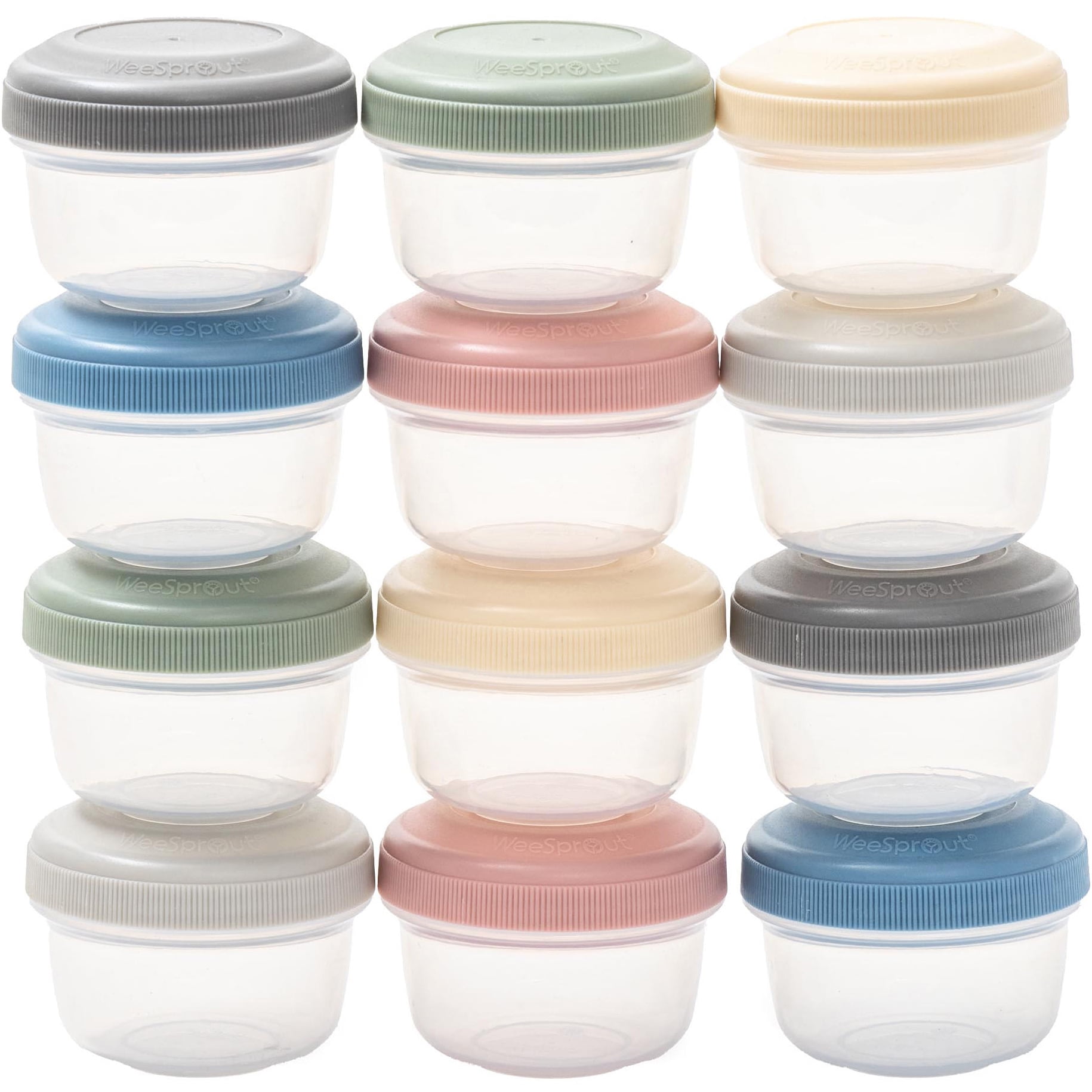 WeeSprout Baby Food Storage Containers, 4 oz Reusable Jars, Airtight ...