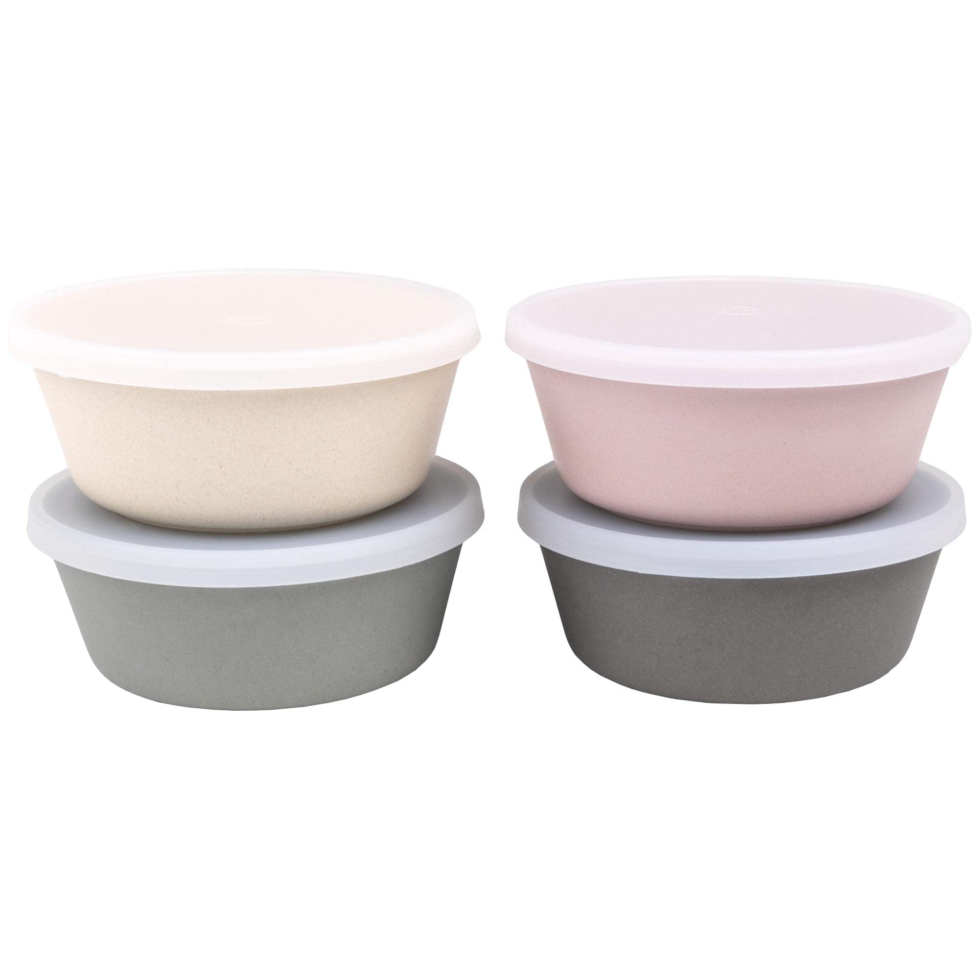 WeeSprout Bamboo Kids Bowls, Set of Four Kid-Sized Dinnerware, Cereal ...