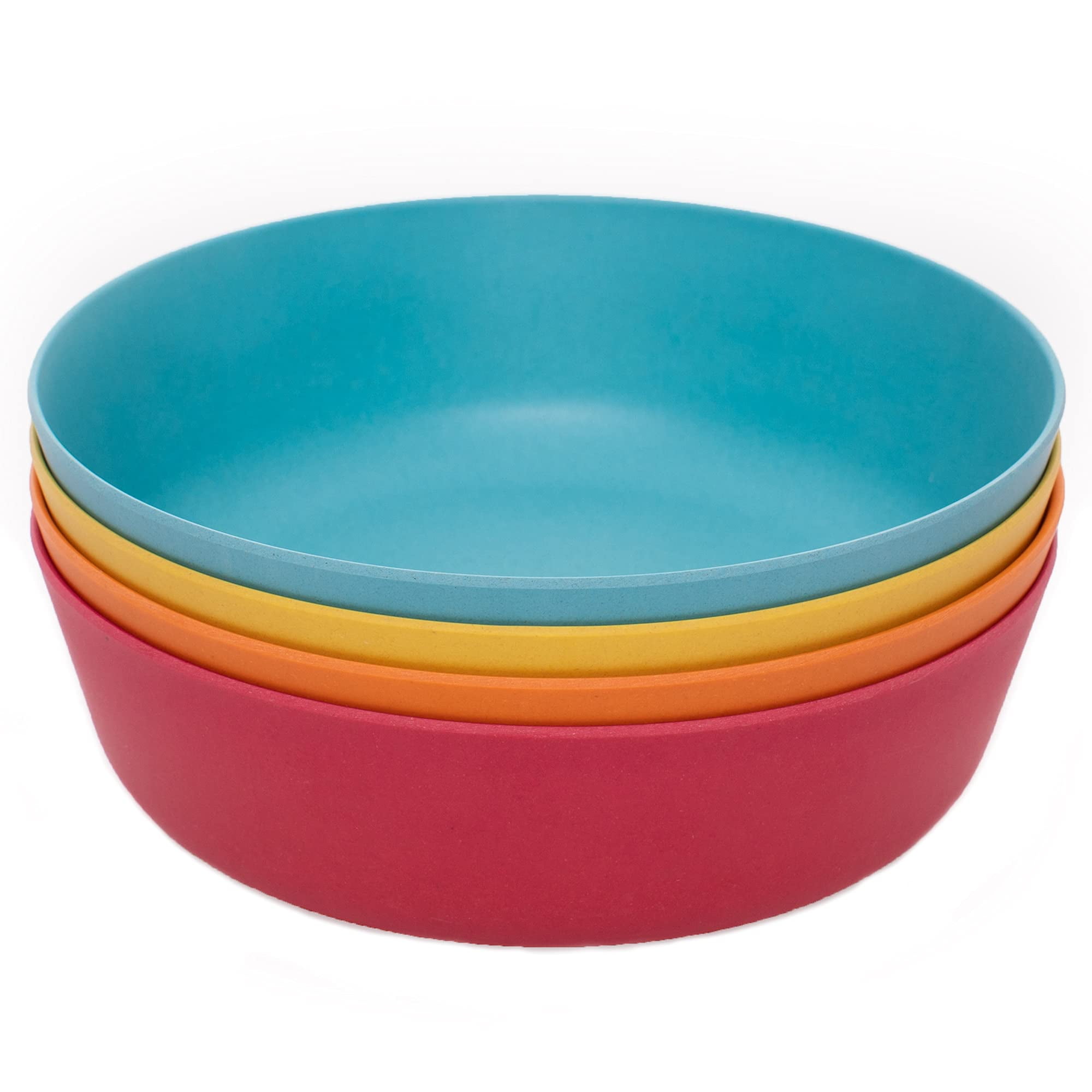 WeeSprout Bamboo Kids Bowls, Set of Four Kid-Sized Dinnerware, Cereal ...