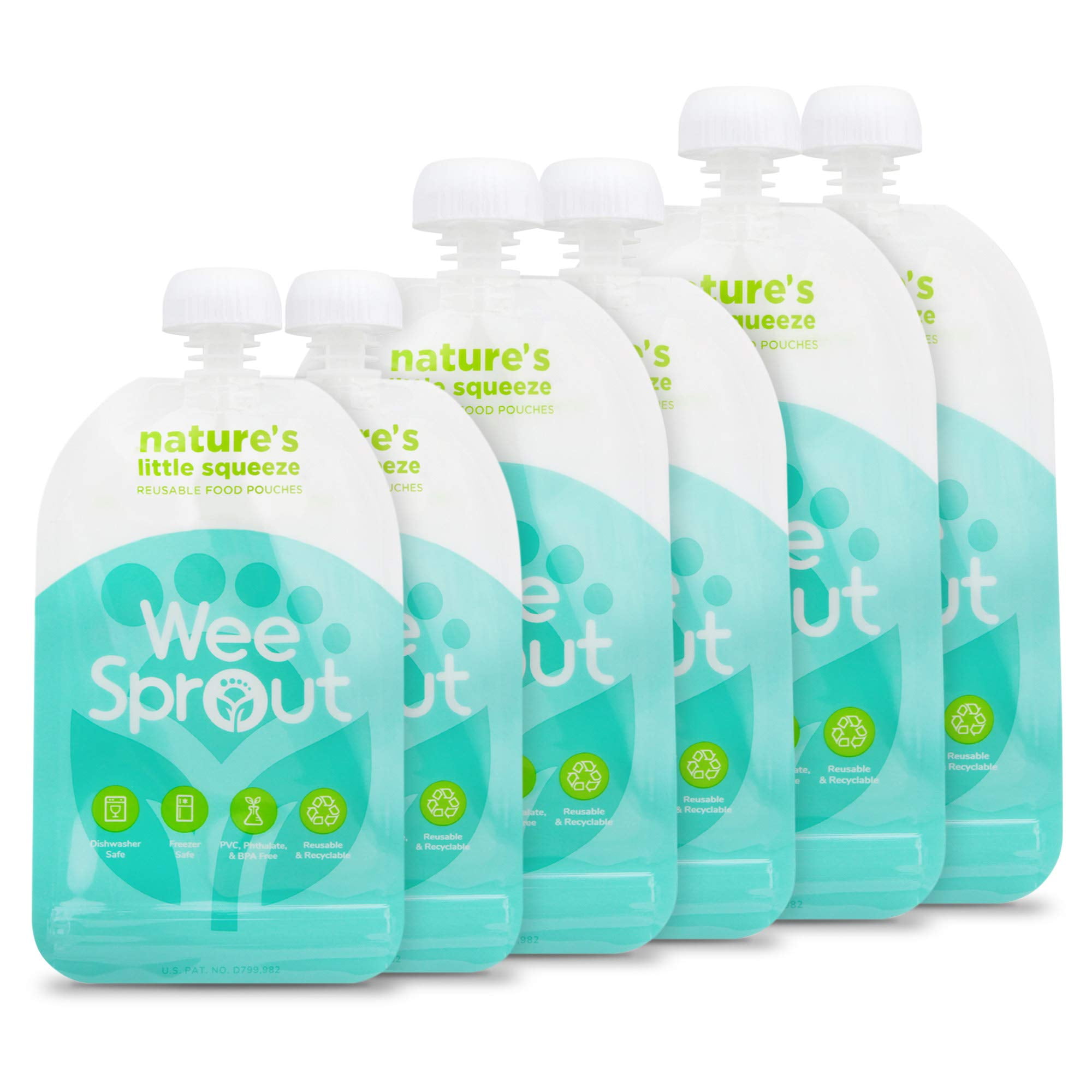 WeeSprout Double Zipper Reusable Food Pouches, Perfect for Babies ...