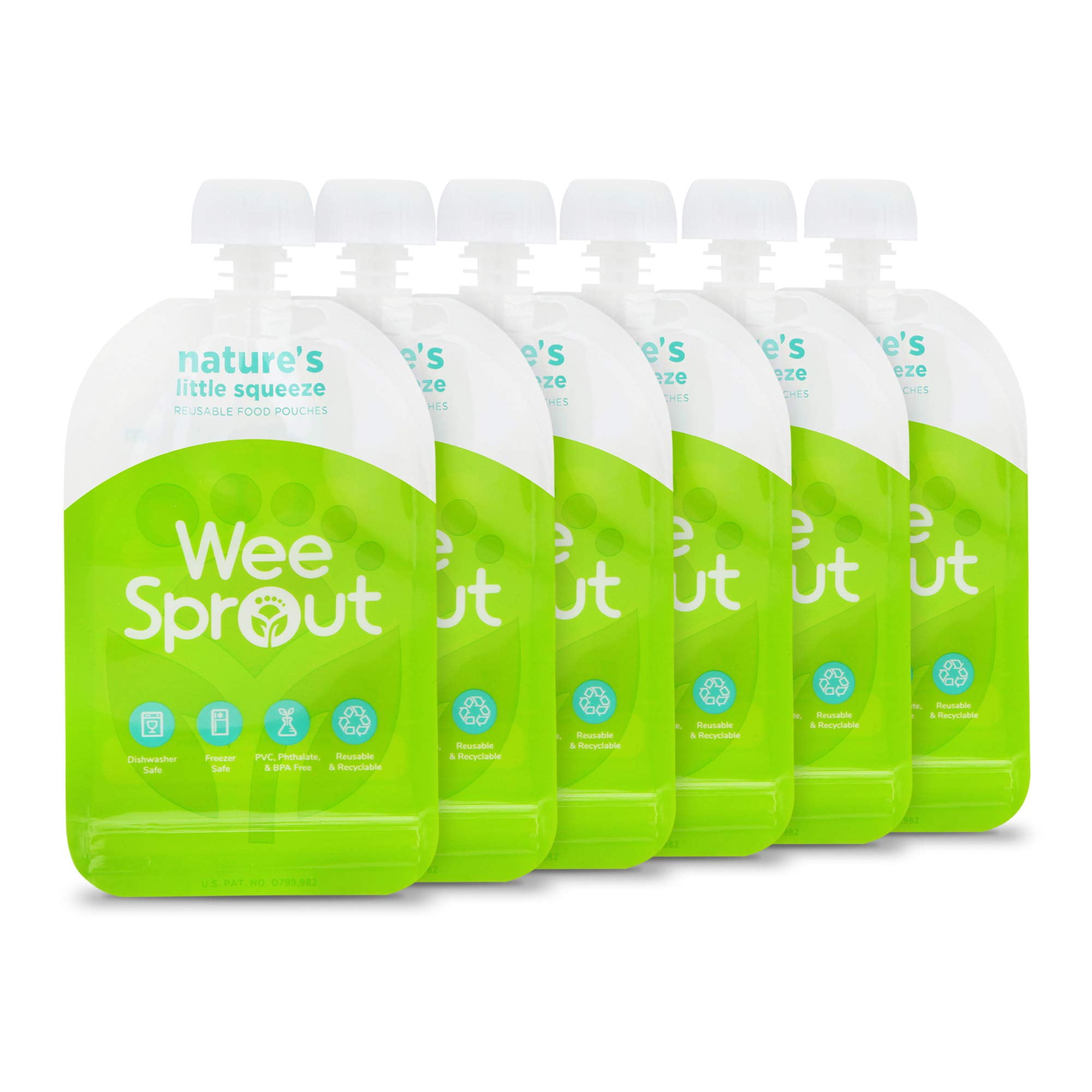 WeeSprout Double Zipper Reusable Food Pouches for Babies & Toddlers, Green, 3.4 fl oz - Walmart.com