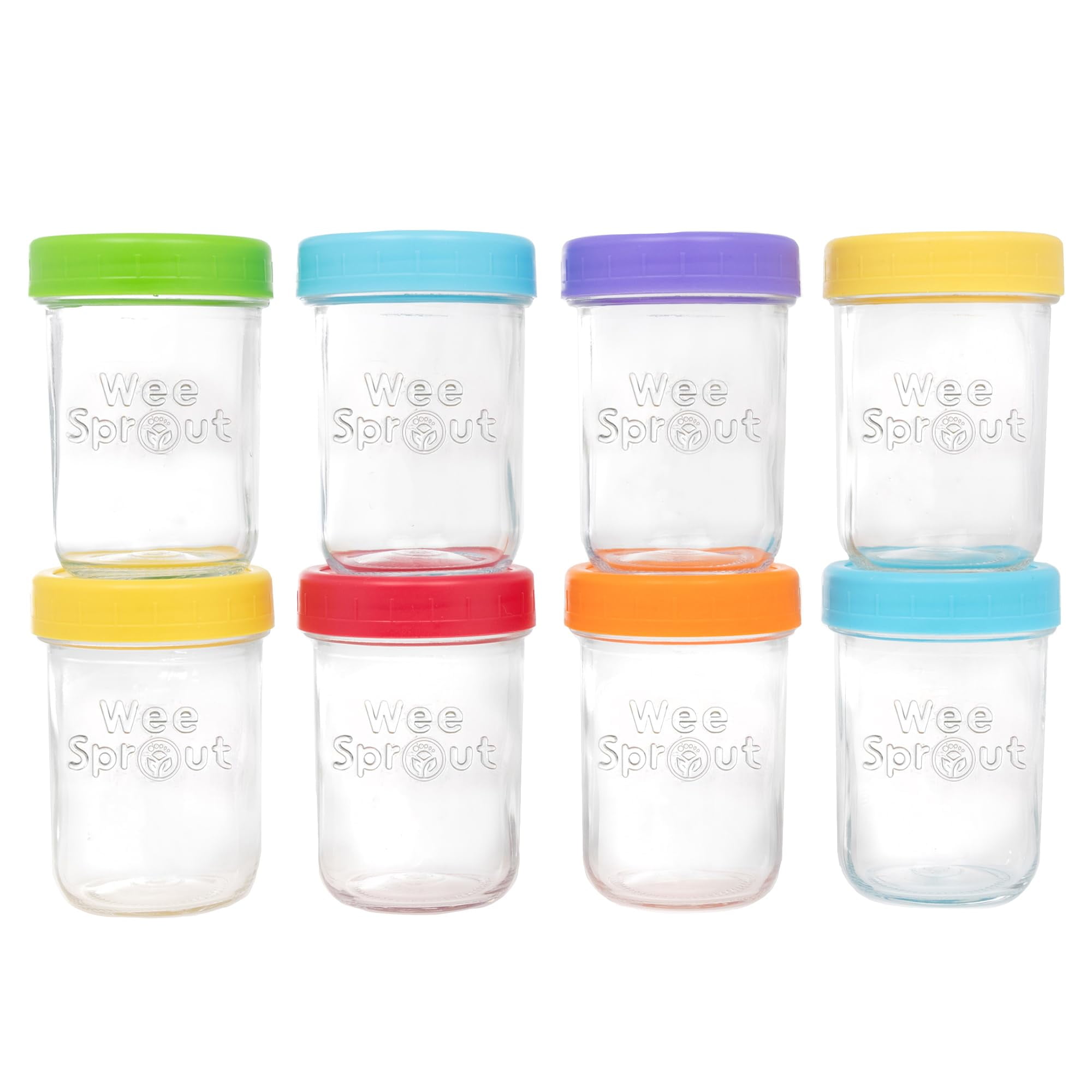WeeSprout Glass Baby Food Storage Jars w/ Lids (8 oz, 8 Pack Set ...