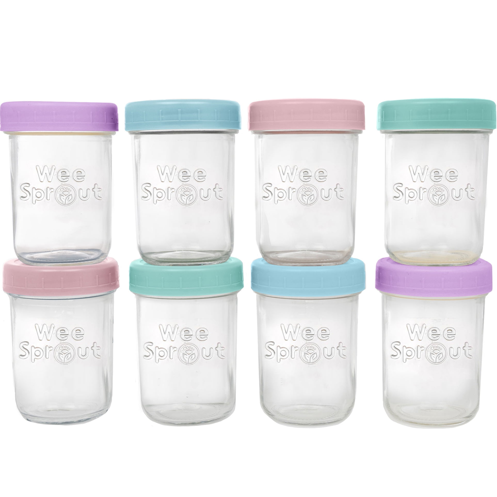 WeeSprout Glass Baby Food Storage Jars w/ Lids (8 oz, 8 Pack Set) Snack ...