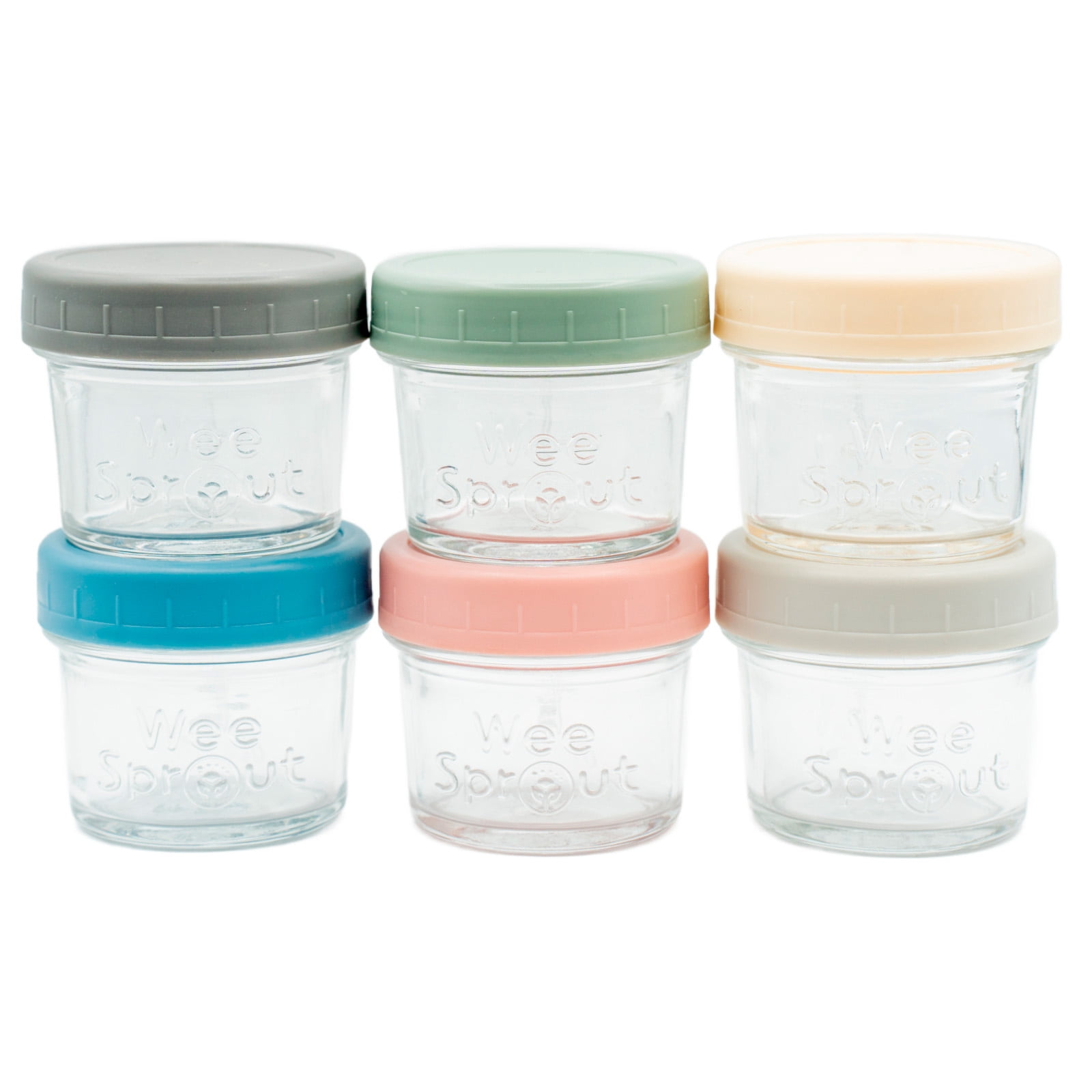 WeeSprout Glass Baby Food Storage Jars with Plastic Lids (4 oz, 6 Pack ...