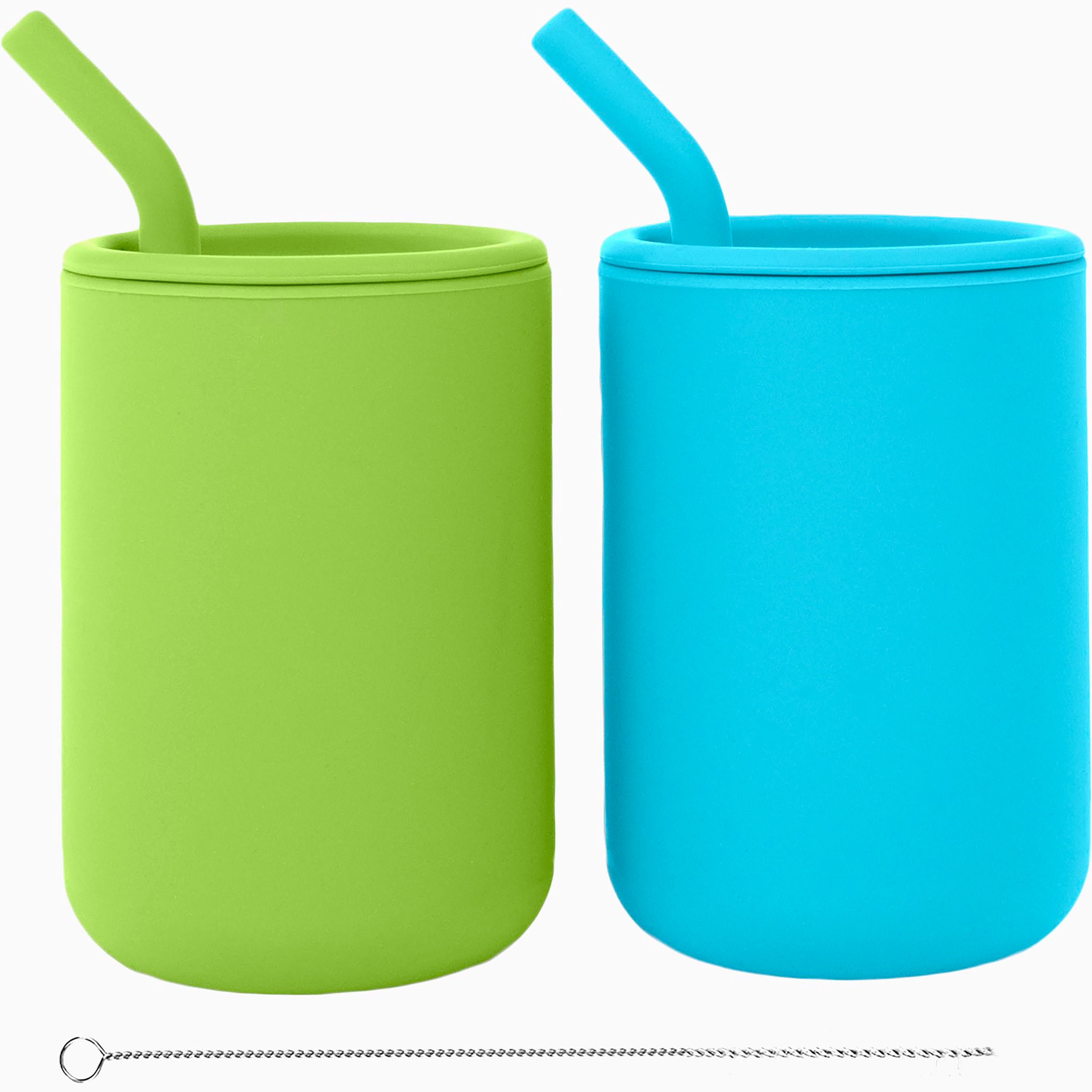 WeeSprout Silicone Baby Cups, 8 oz, Set of 2, With Straw Lids - Walmart.com