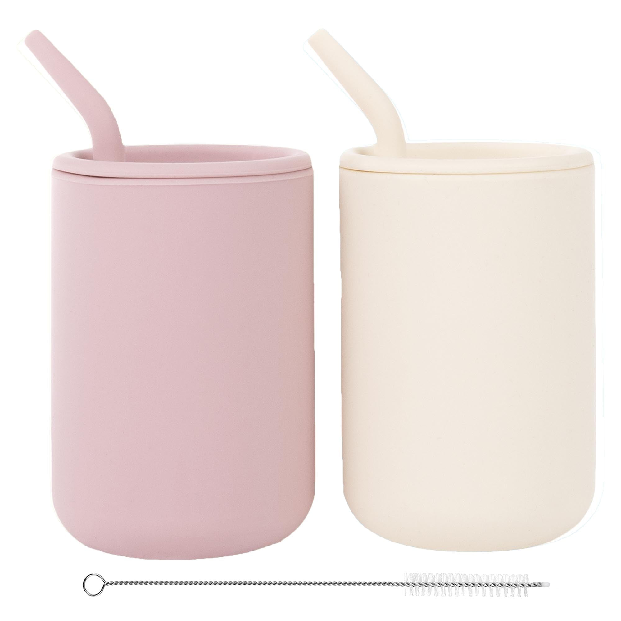WeeSprout Silicone Baby Cups With Straws and Lids, 8 oz, Set of 2 ...