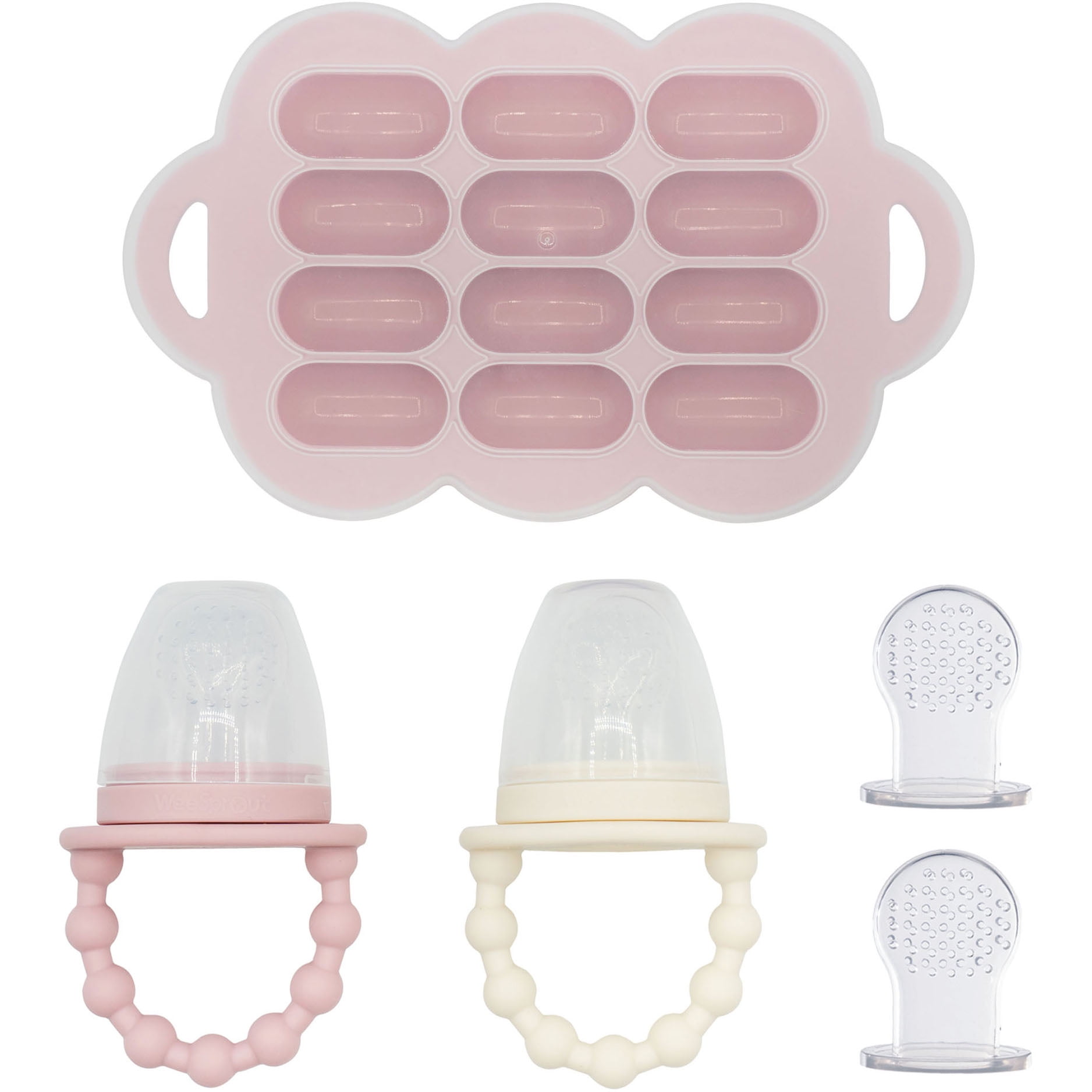 WeeSprout, Silicone Baby Feeder Teething Set, Freezer Tray + Pouches ...